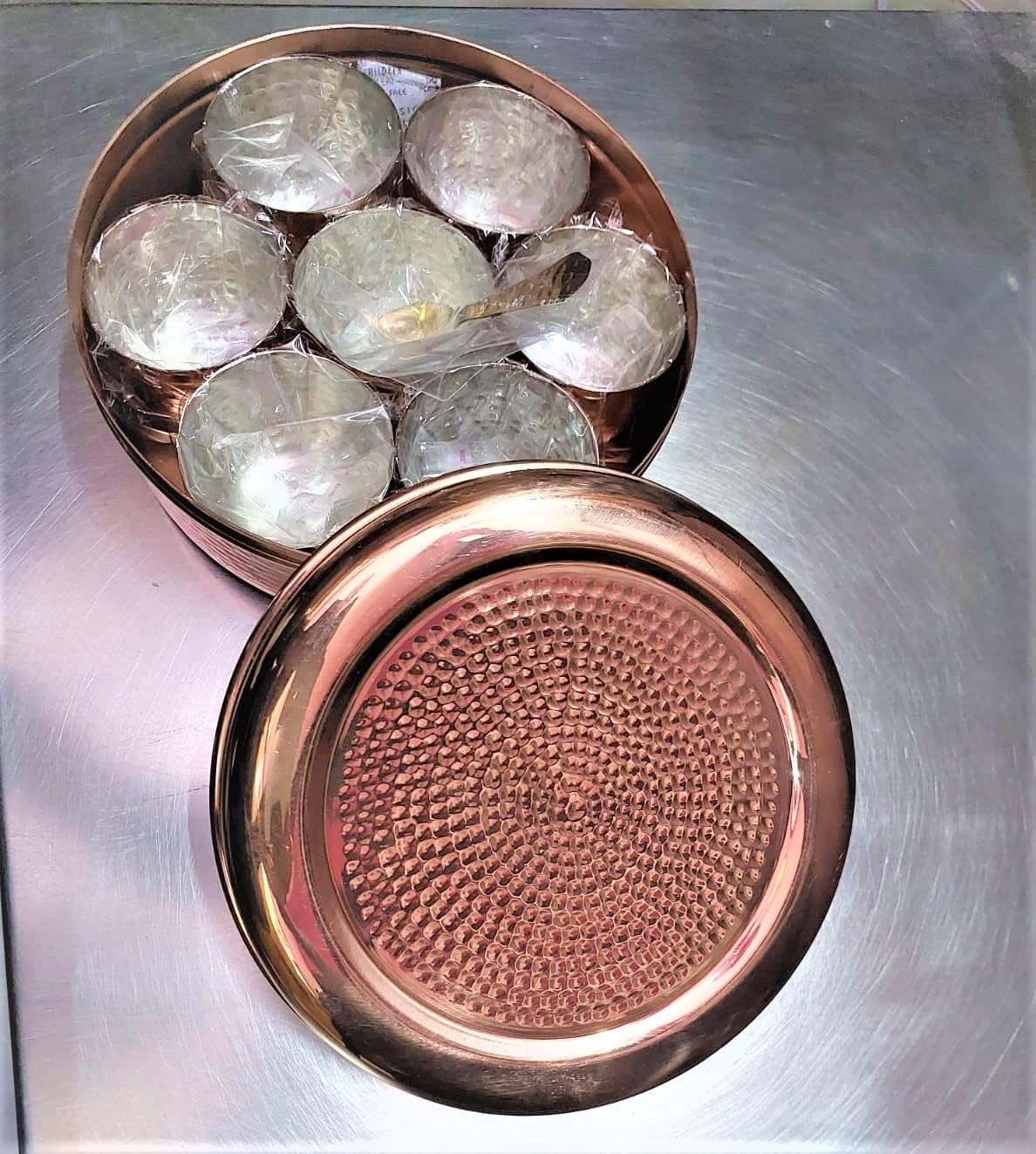 RATNA Indian Copper Steel Spice Masala Box Sets for Kitchen Handmade ...