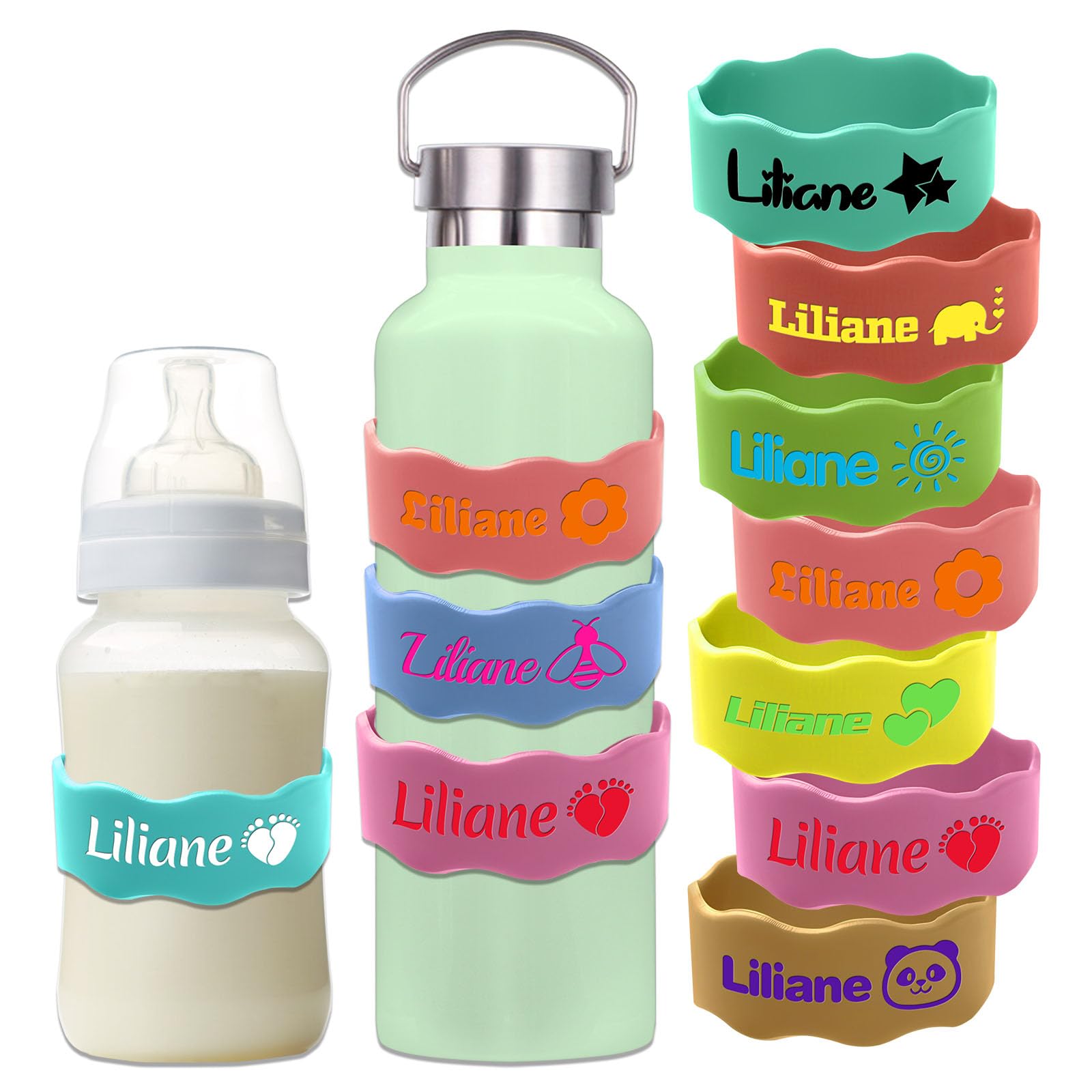 Amazon.com : Custom Baby Bottle Labels for Daycare Silicone Water ...