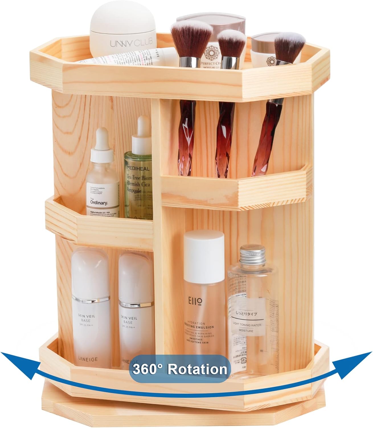 Amazon.com: Hiceeden 360 Degree Rotating Wooden Makeup Organizer ...
