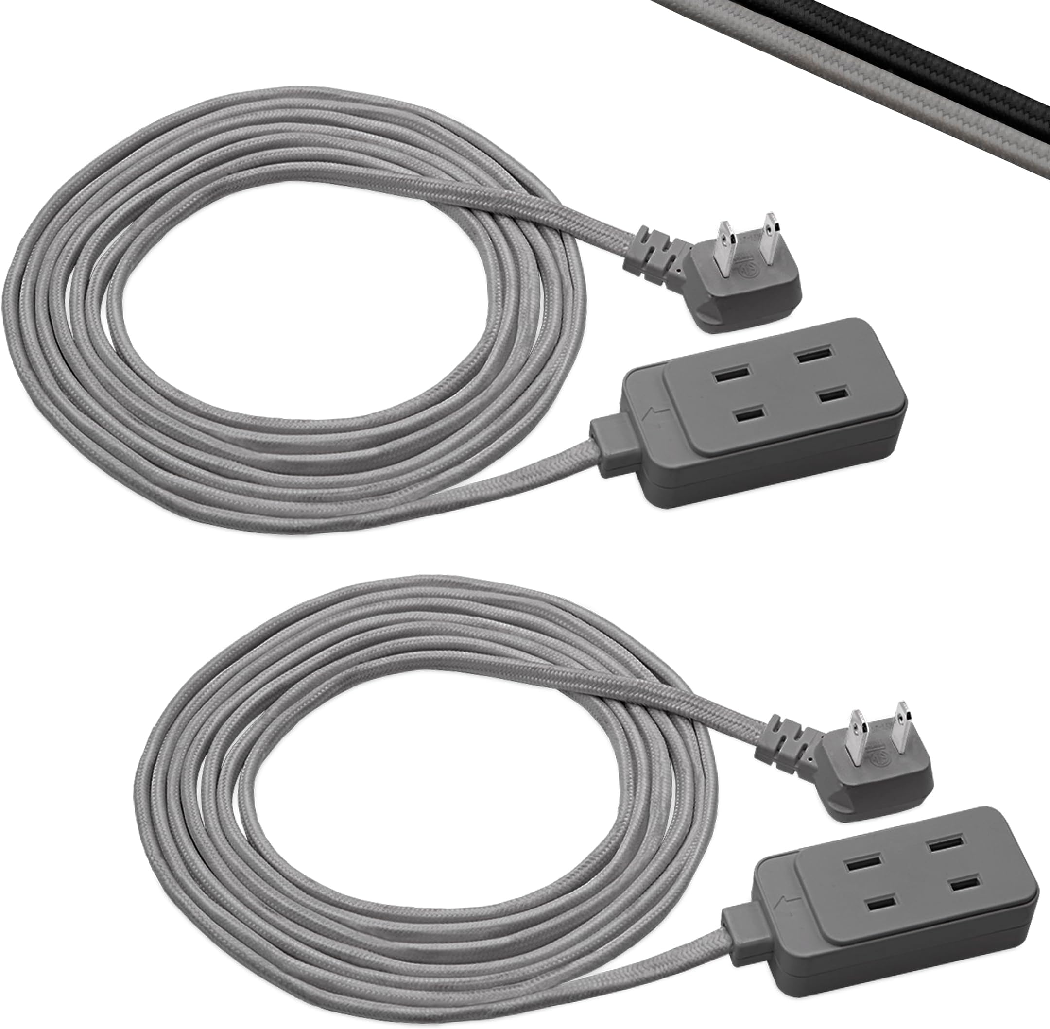 Rustic State 12 Feet Braided Zig Zag Fabric Power Extension Cord with ...