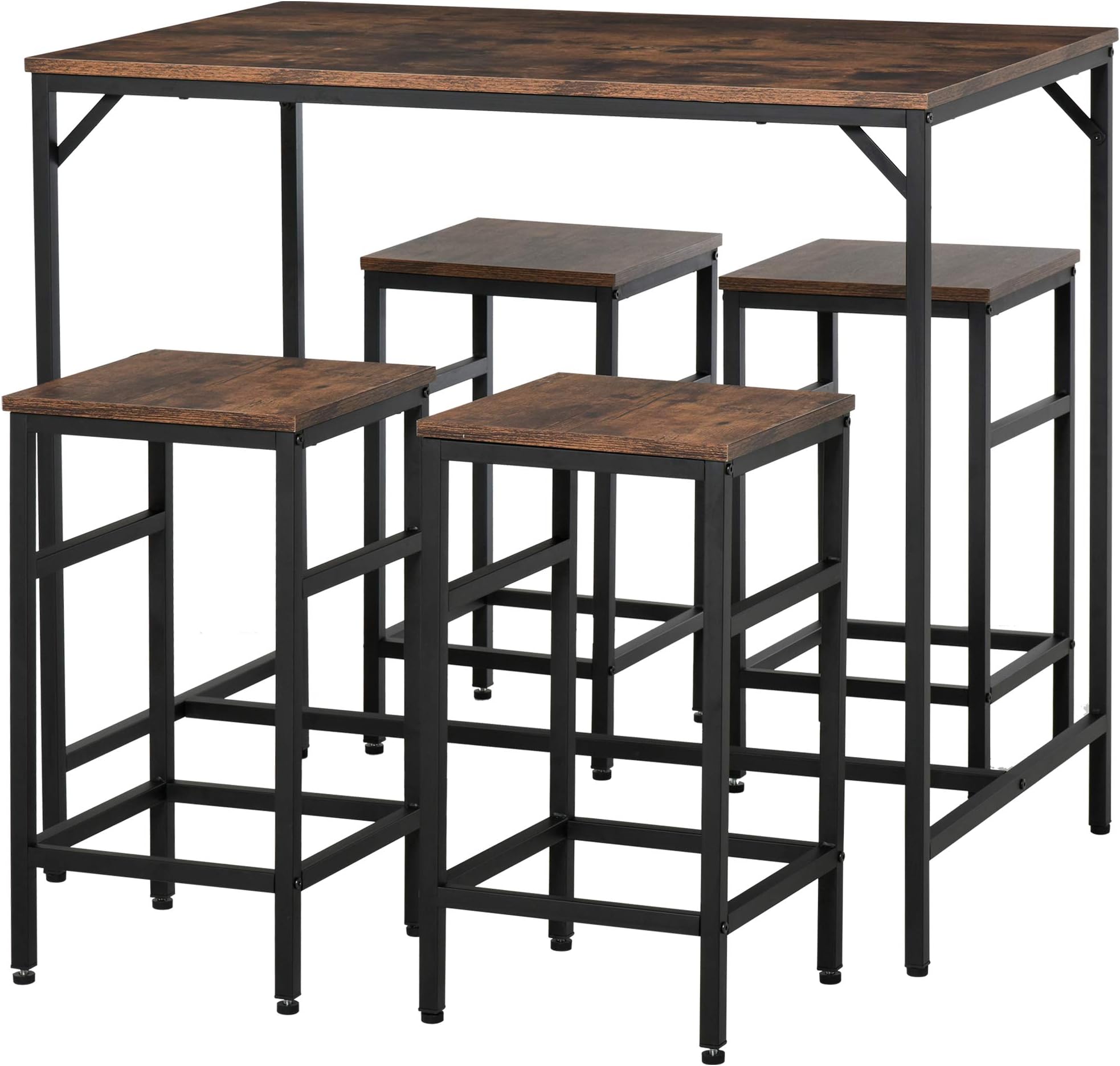 Amazon.com - HOMCOM 5-Piece Industrial Dining Table Set, Bar Table & 4 ...