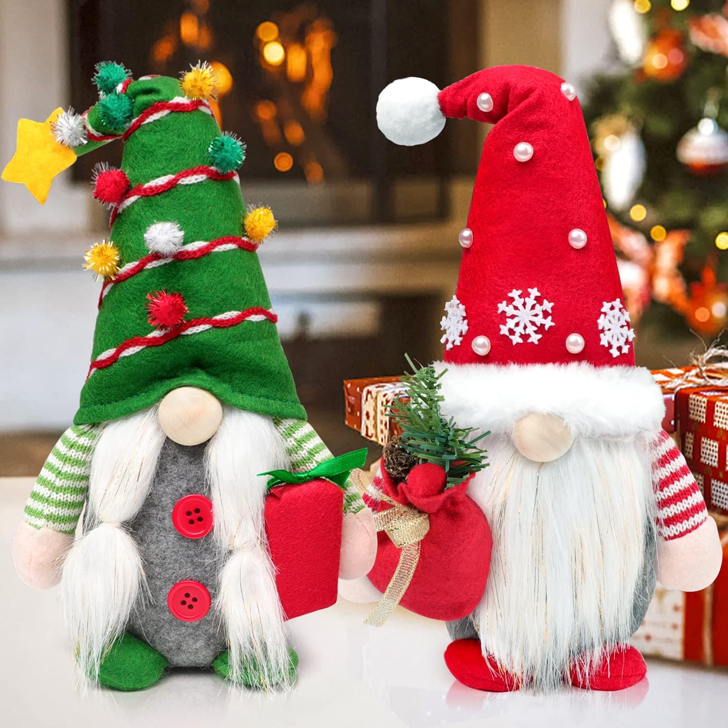 Amazon.com: 2 Pcs Christmas Gnomes Set with Gift Bag Soft Plush Gnomes ...
