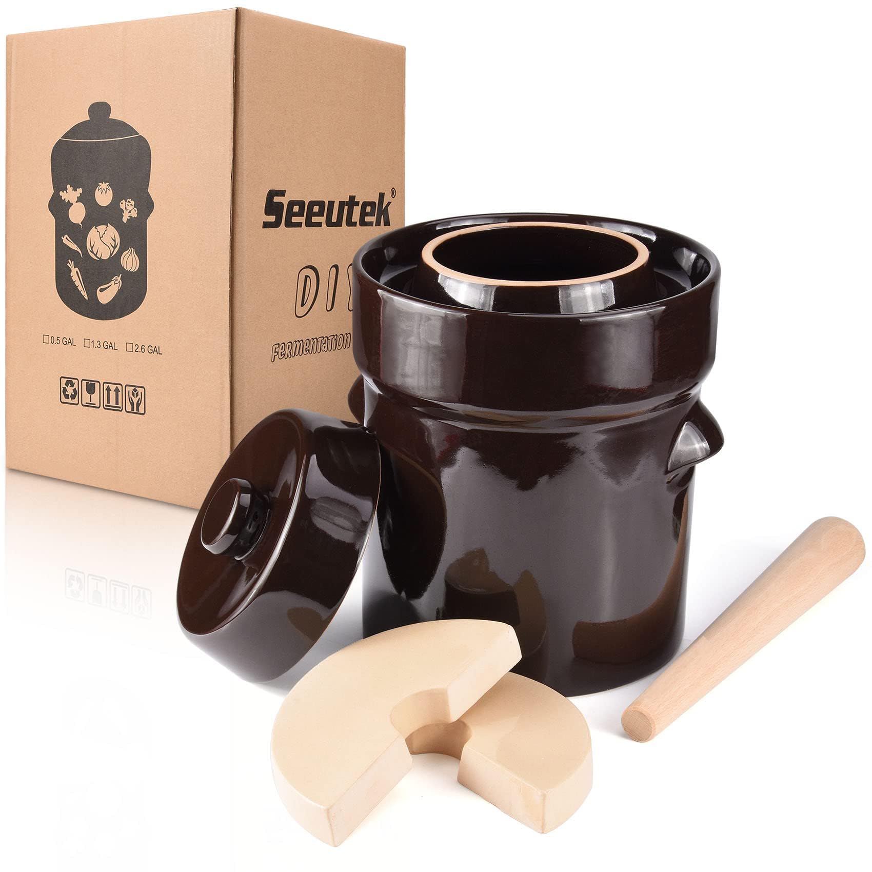 Snapklik.com : Seeutek Fermentation Crock Jar 5 Liter / 1.3 Gallon ...