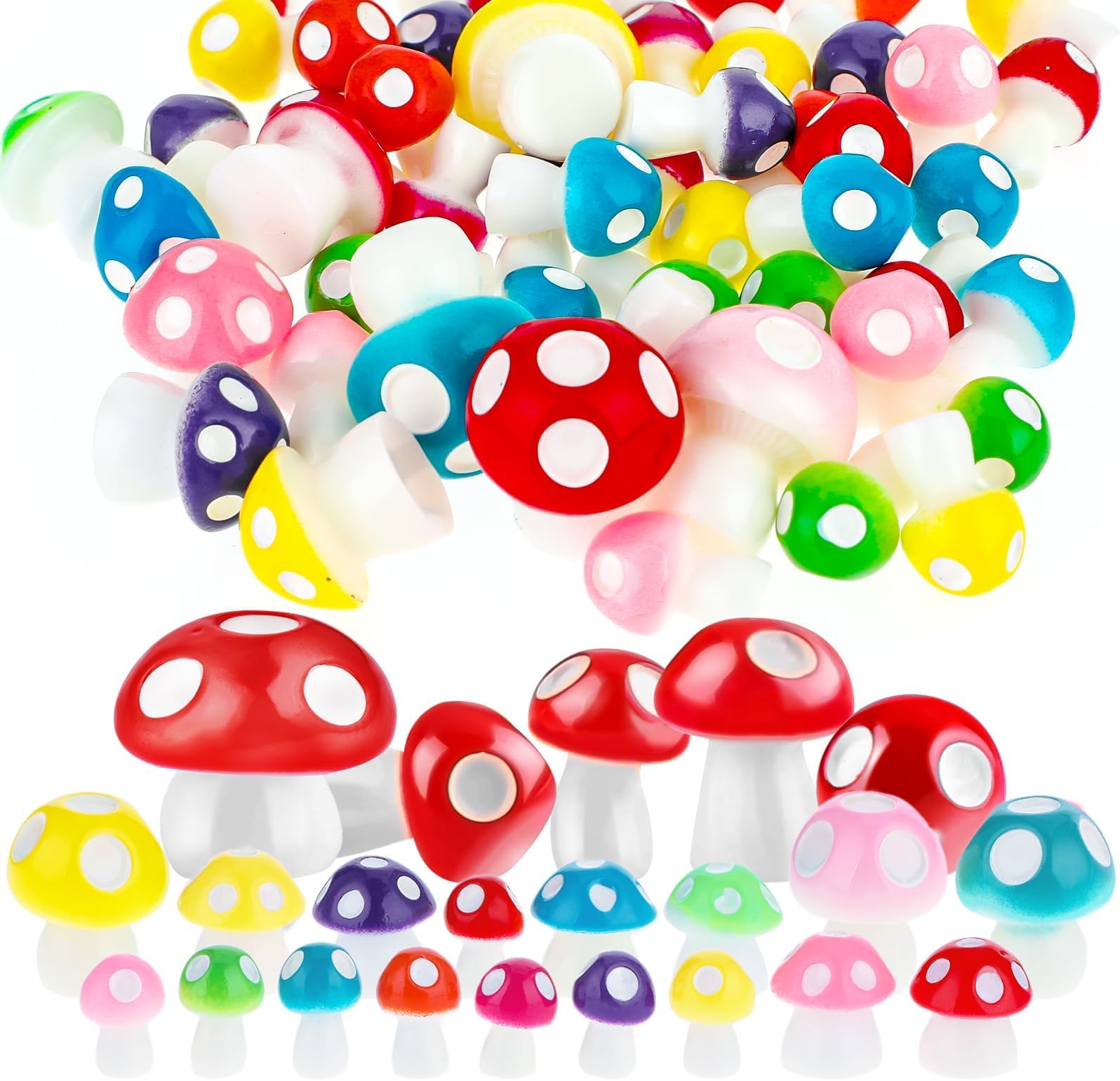 DSLSQD 50 Pcs Tiny Mushrooms Mini Miniature Figurines Garden Mushrooms ...