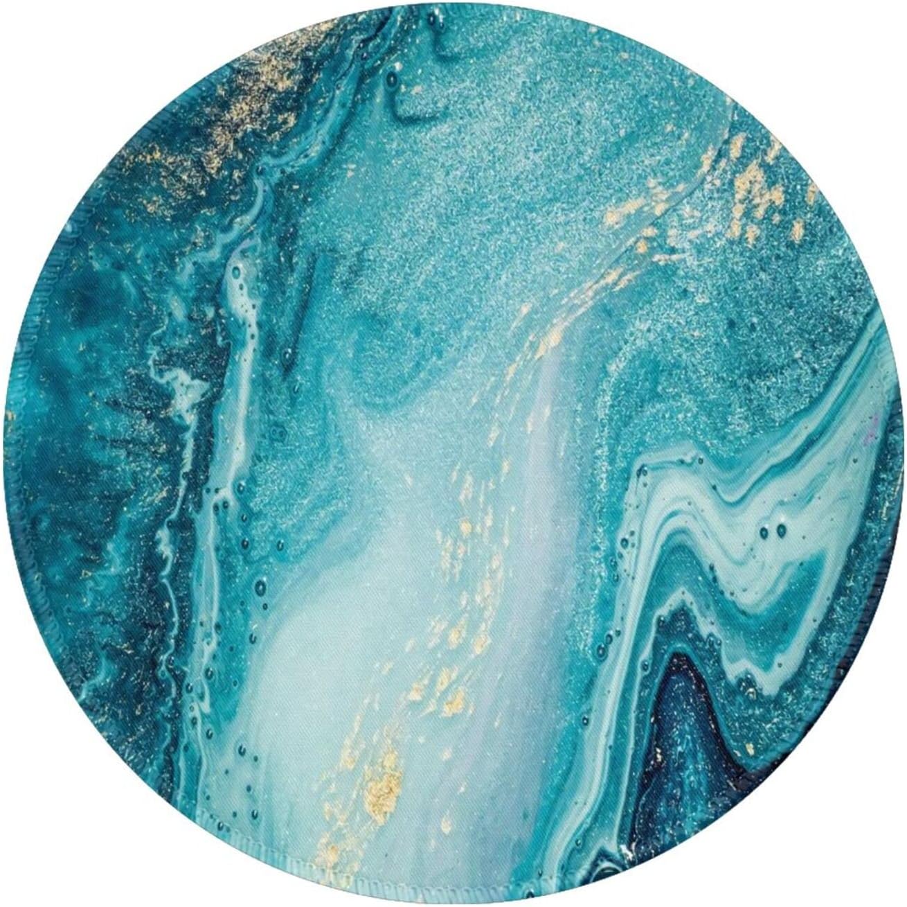 Amazon.com: Blue Marbling Art Round Mouse Pad Waterproof Mouse Mat with ...
