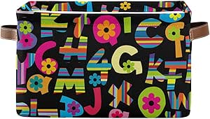 Amazon.com - Large Foldable Storage Basket Alphabet Storage Bin Canvas ...