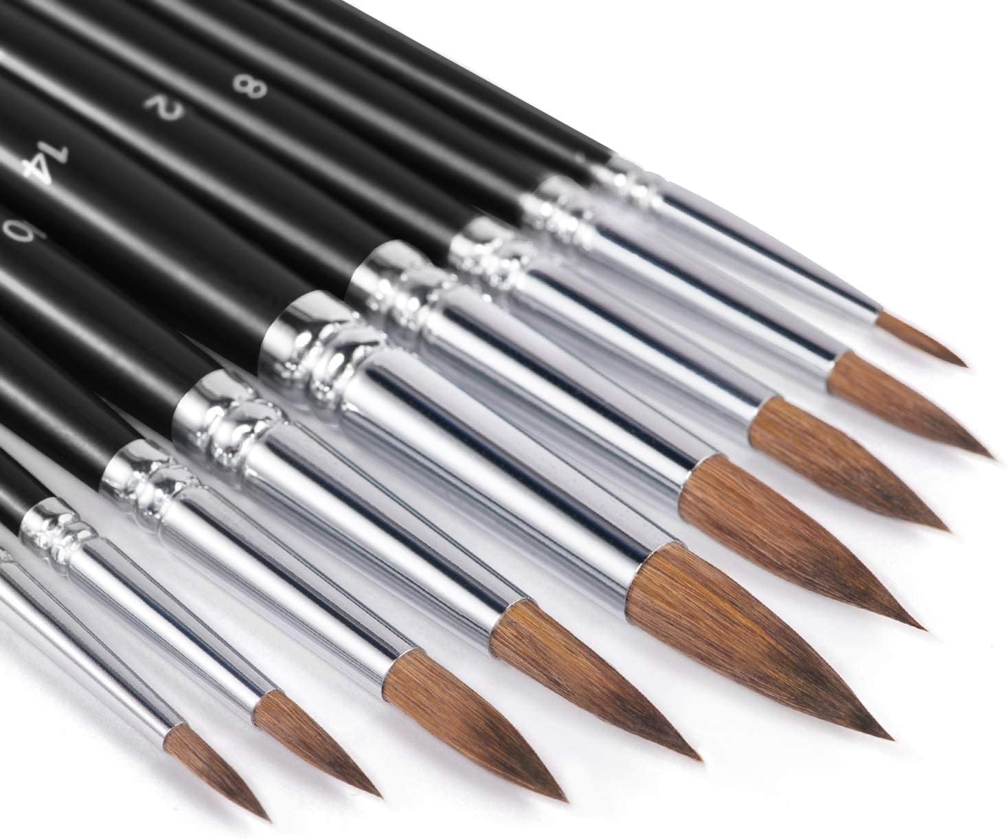 Sable Watercolor Brushes, Fuumuui 9pcs Detail to Mop Kolinsky Sable ...