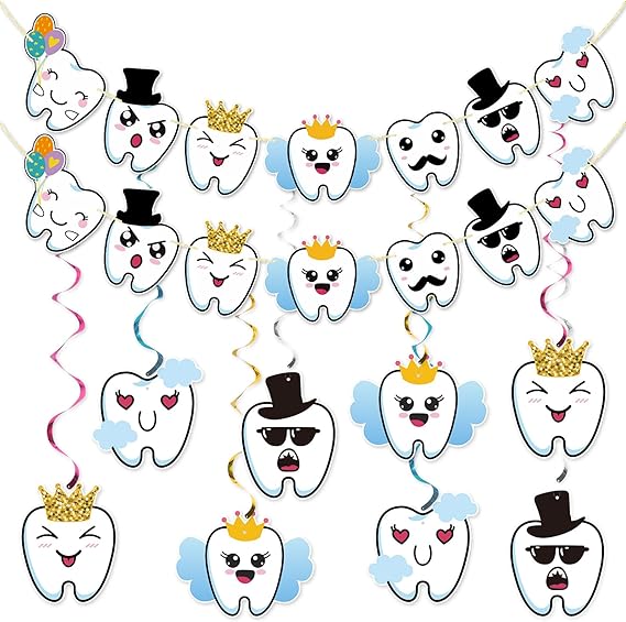 Amazon.com: FOZEE Tooth Party Decorations, Smiles Teeth Banner and ...
