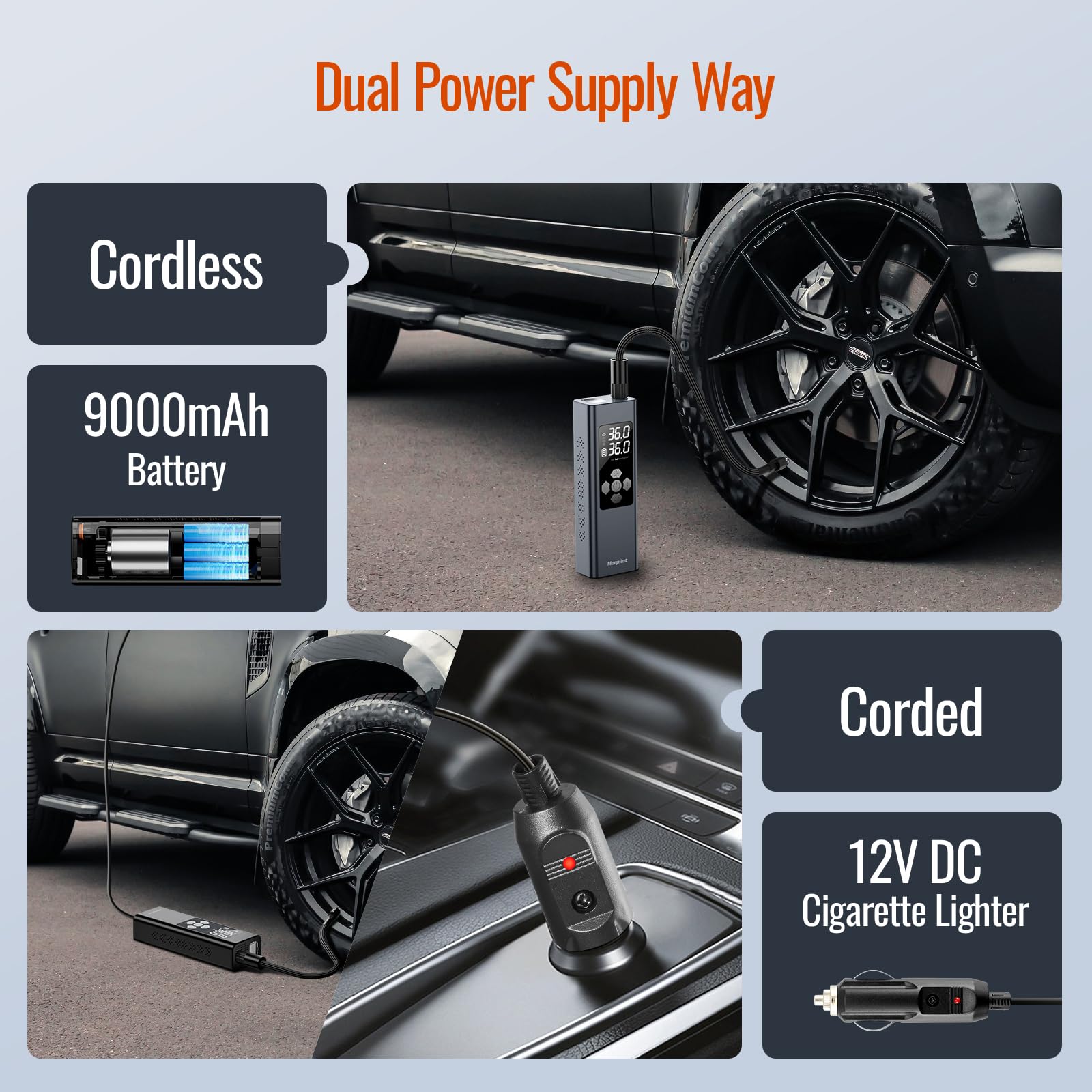 Snapklik.com : Morpilot Tire Inflator Portable Air Compressor, 2X ...