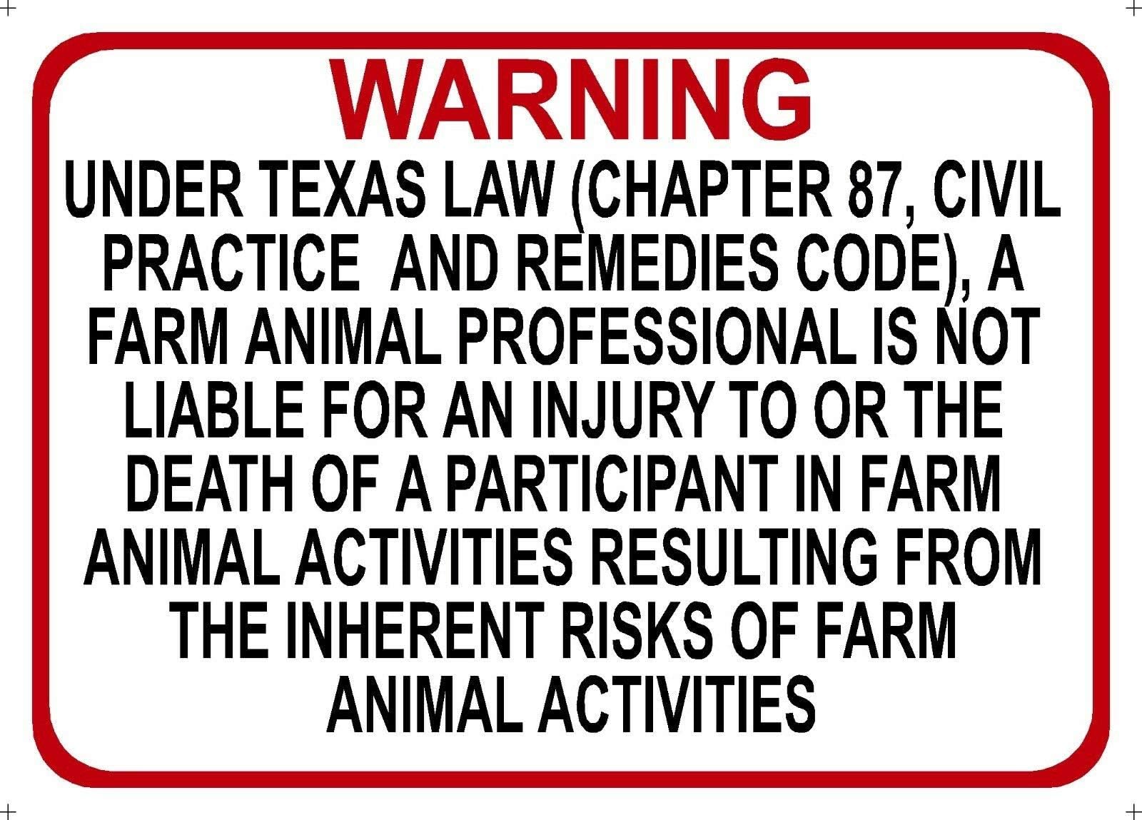 Amazon.com: Warning Texas Farm Professional Liability Chapter 87 Civil ...