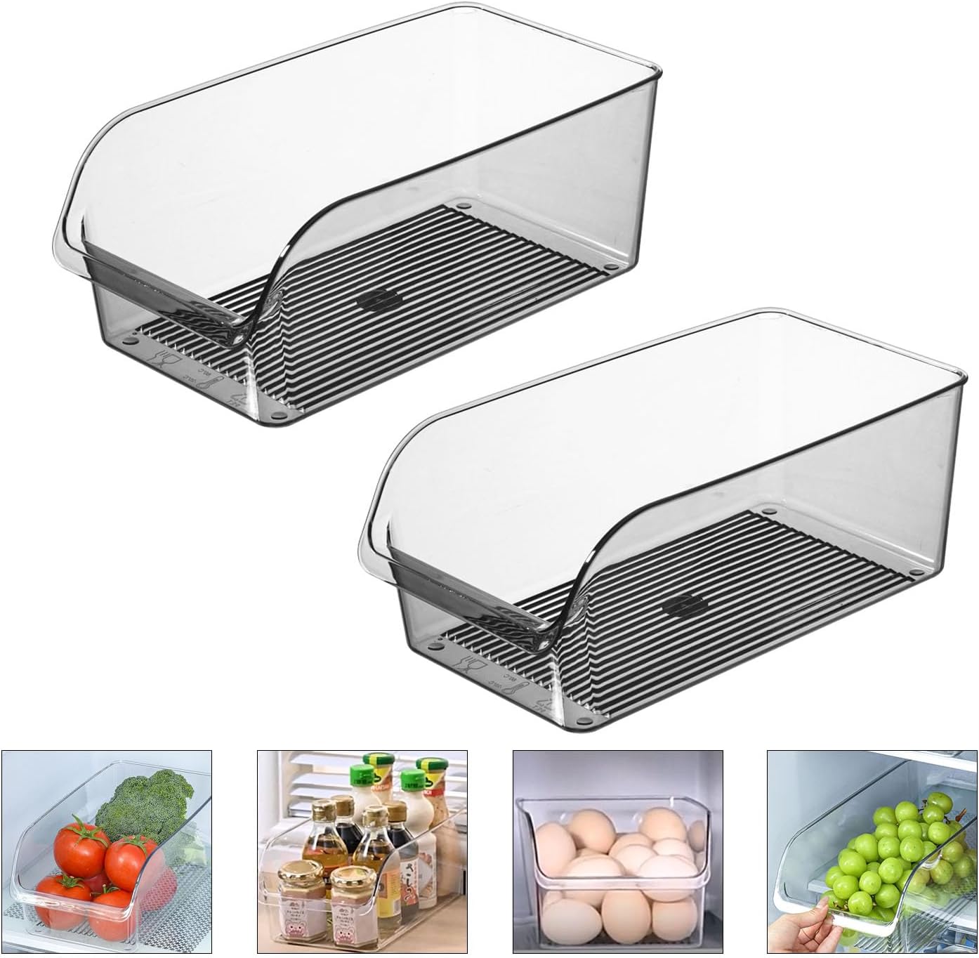 Friendjia 2PCS Large Fridge Organiser - Food Grade Crisper, BPA Free ...