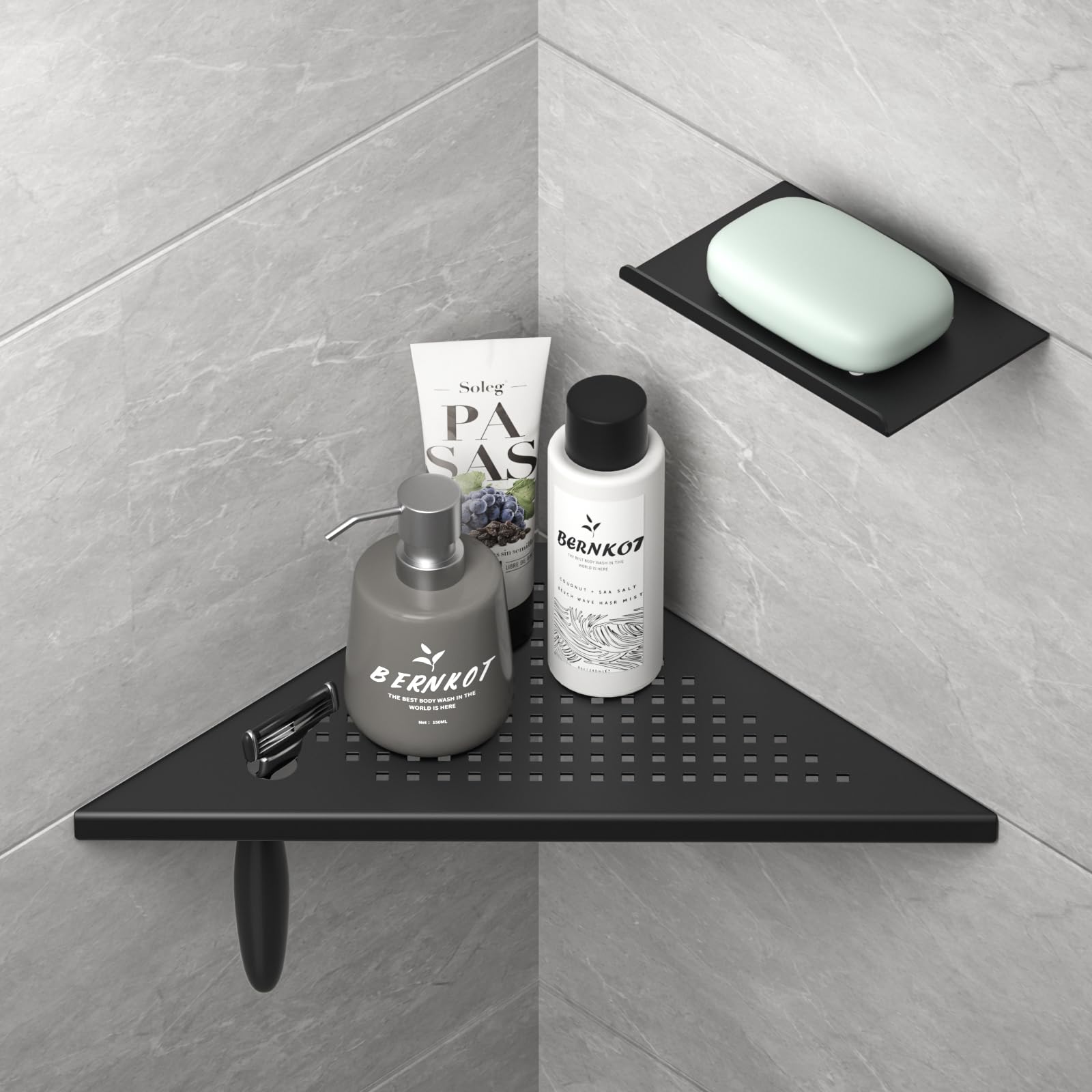 Amazon.com: Bernkot 10'' Corner Shower Shelf w/Soap Holder, 304 ...