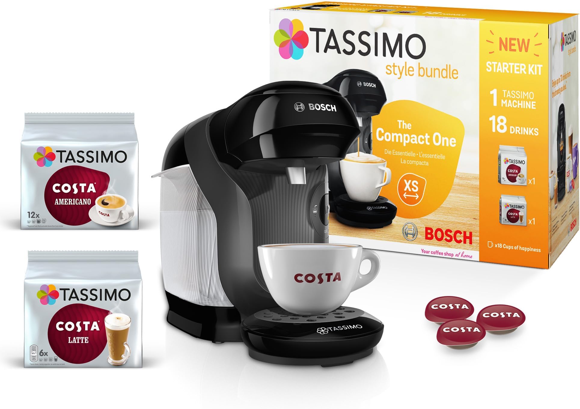 TASSIMO Bosch Vivy 2 TAS1402GB Coffee Machine, 1300 Watt, 0.7 Litre ...