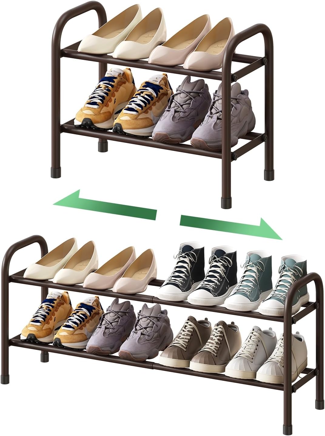 Amazon.com: kiplant Expandable Shoe Rack, 2-Tier Shoe Shelf for Closet ...