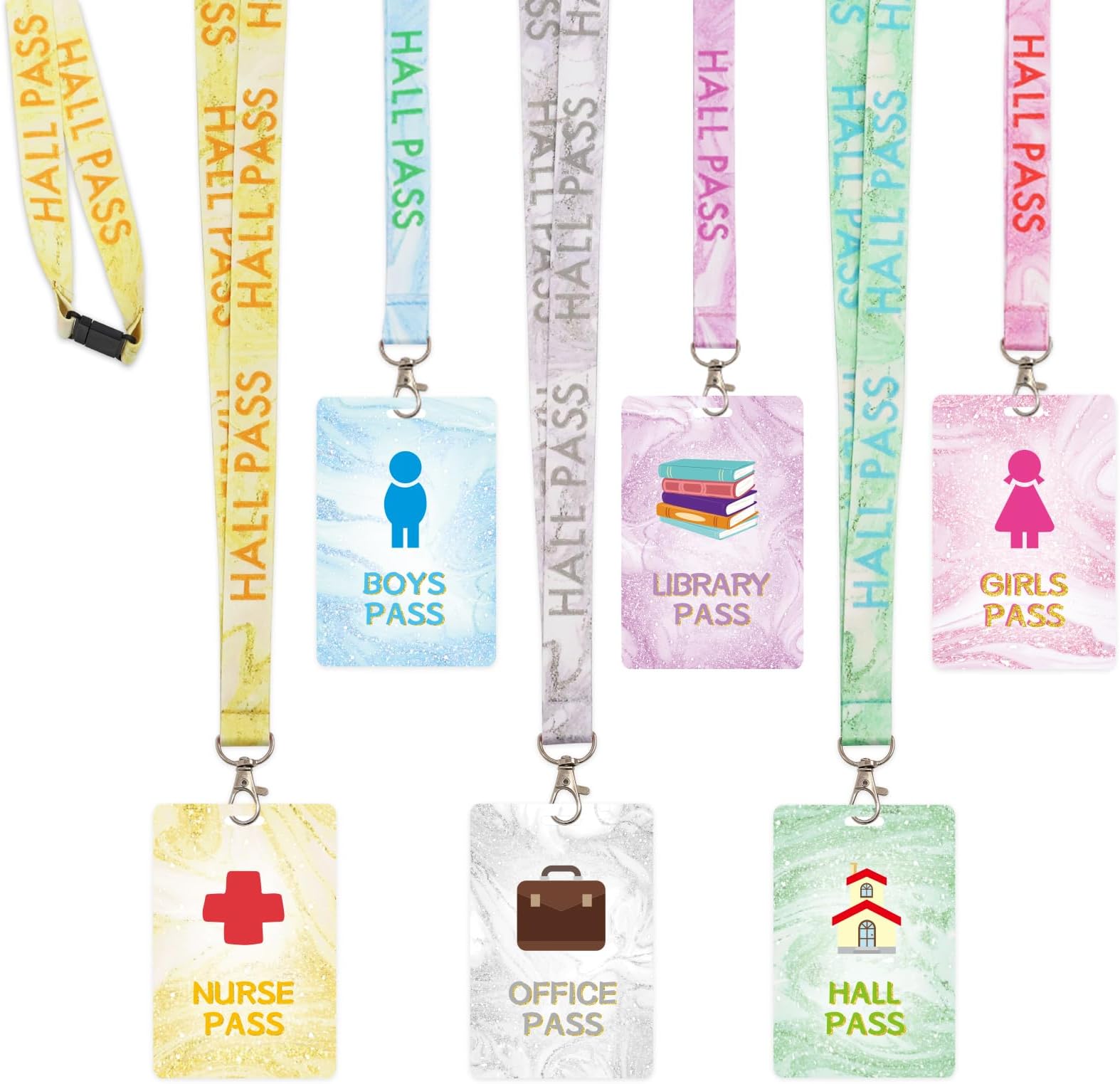 Amazon.com: Marble Hall Passes for Classrooms Hall Pass Lanyards Boys ...