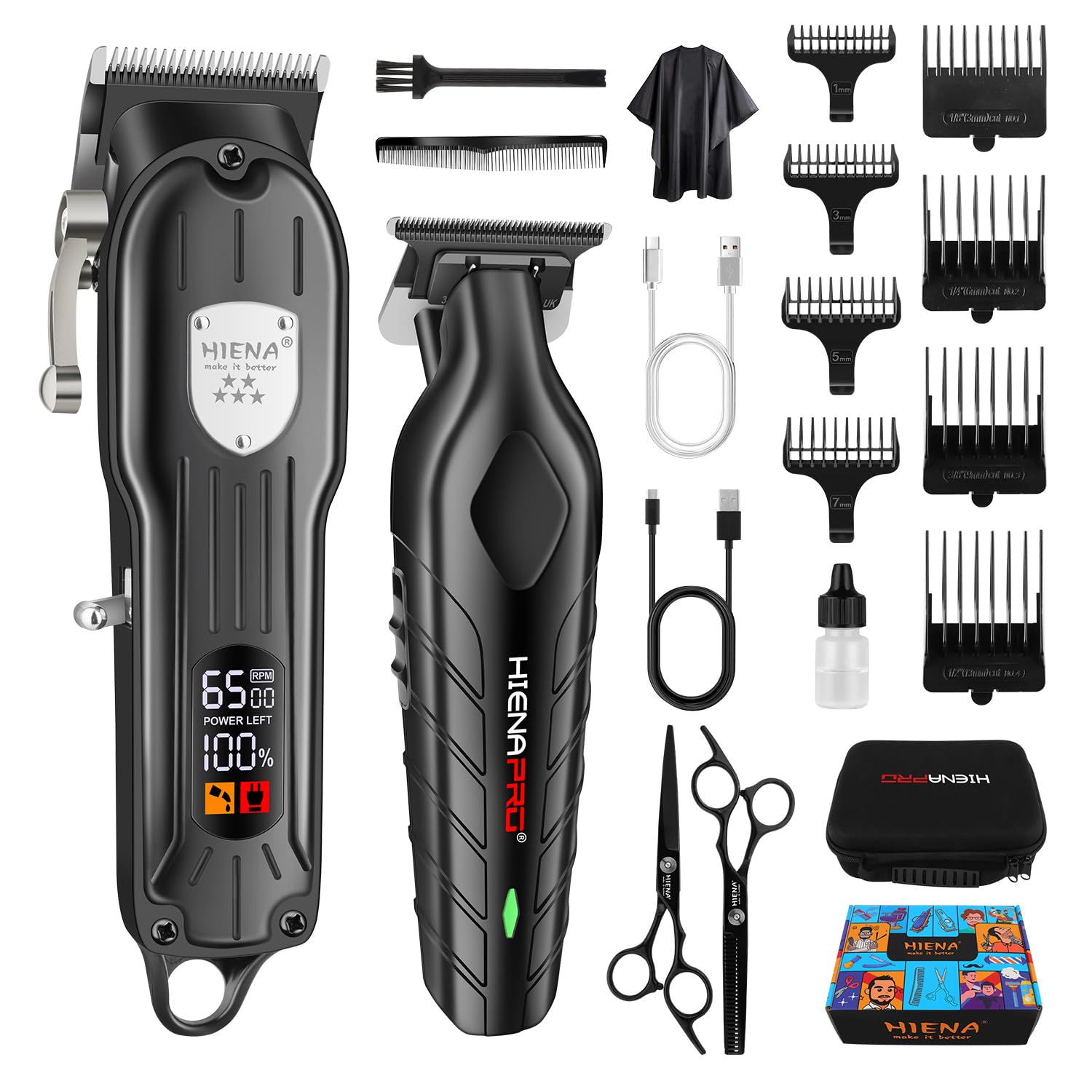 HIENA PRO Hair Clipper Set for Men, Professional Hair Clippers Men ...