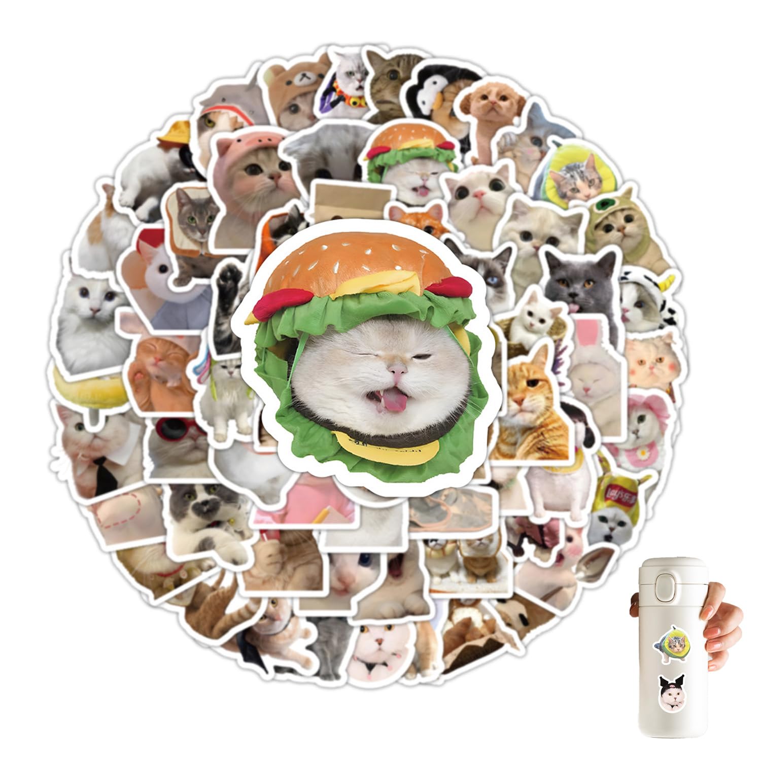 100pcs Cat Stickers Waterproof Vinyl Stickers Kawaii Stickers for Cat ...