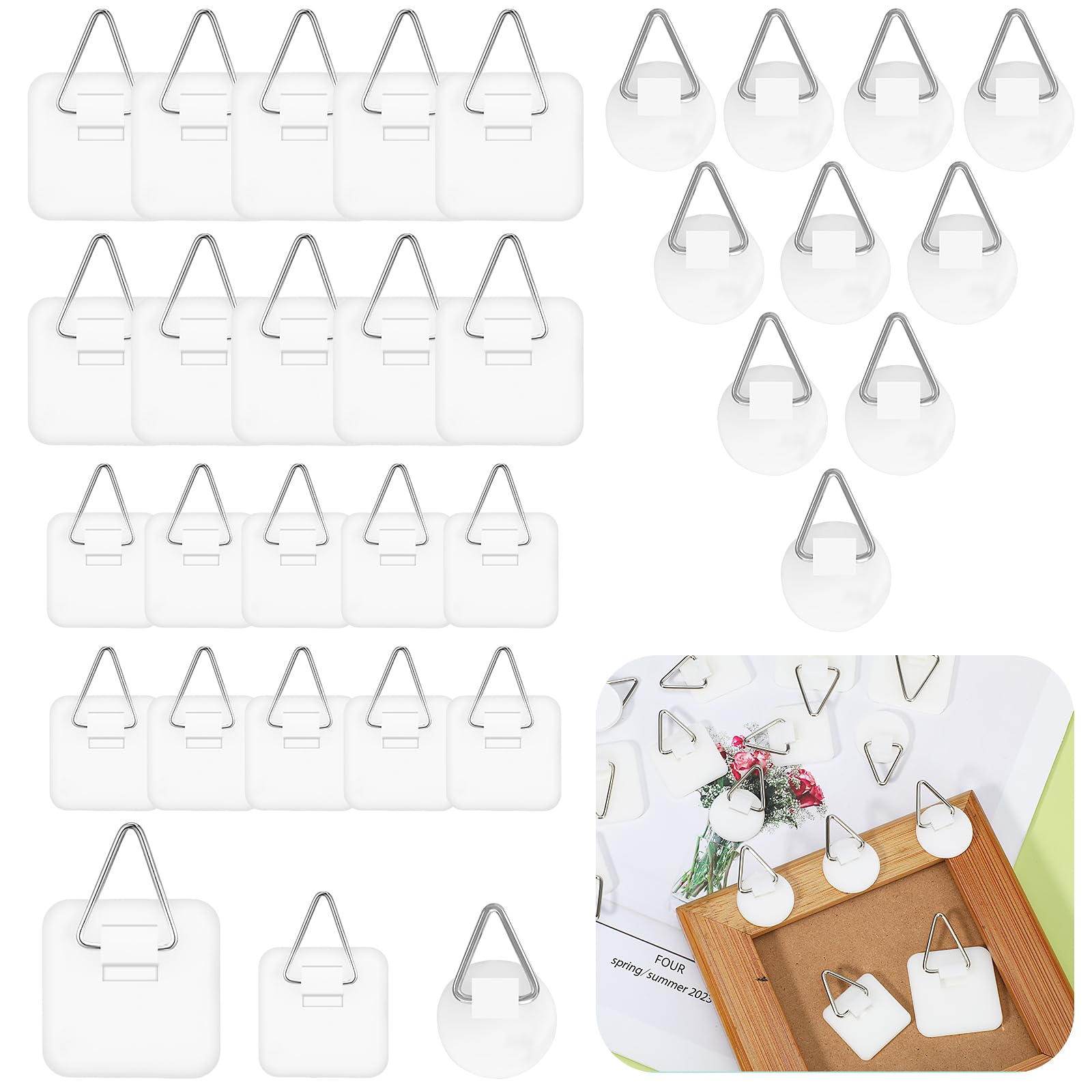 Xinjoduz 30 PCS Self Adhesive Plastic Picture Frame Hanging Hooks ...