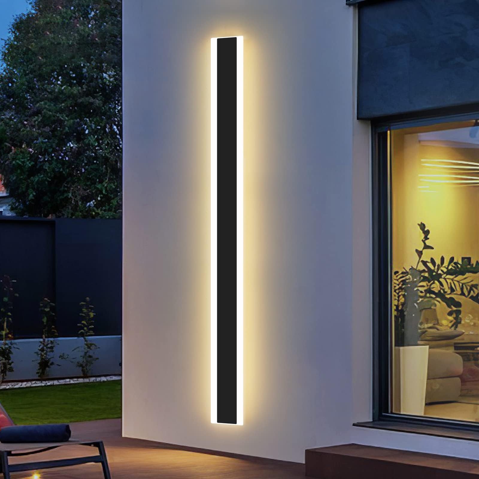 Mikeru 100CM Modern Outdoor Wall Light, 35W 3000k Warm White Minimalism ...