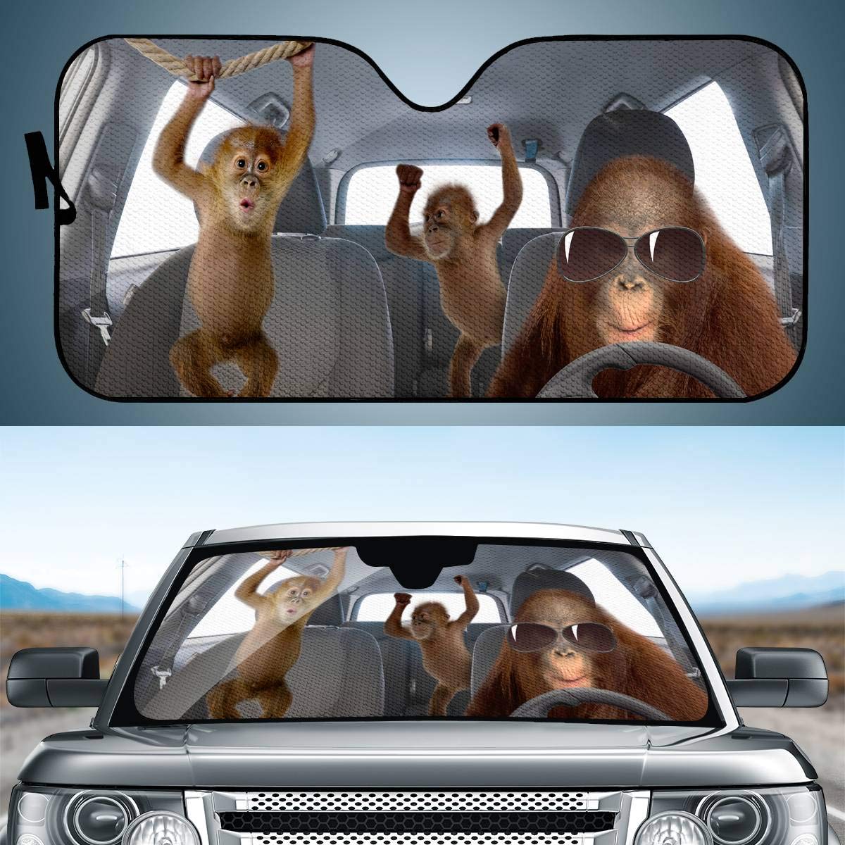 Amazon.com: Salabomia Funny Monkey Driver Print Summer Car Windshield ...