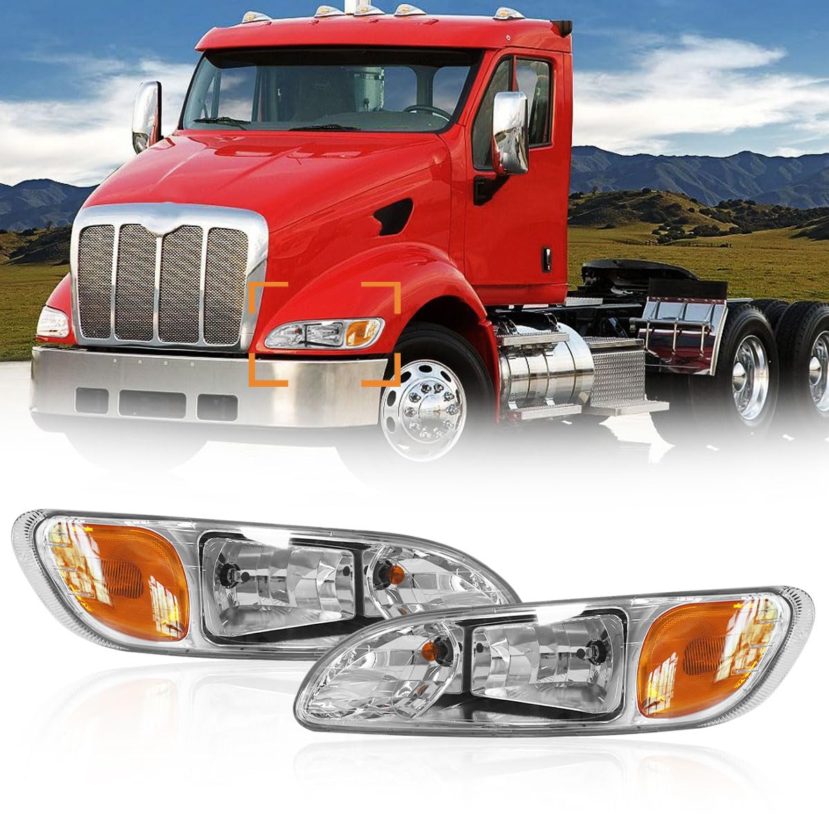 Amazon.com: Headlights for Peterbilt 387 Truck High and Low Beam Bulb ...