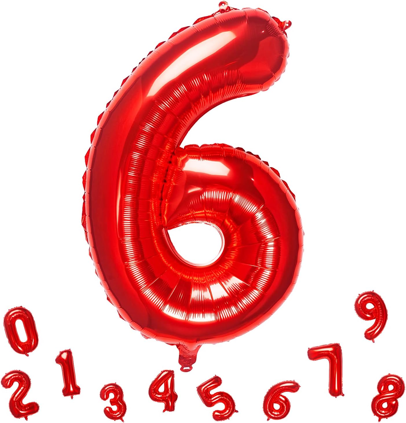 Amazon.com: 32 Inch Red Number 6 Balloons Foil Ballon Digital Birthday ...