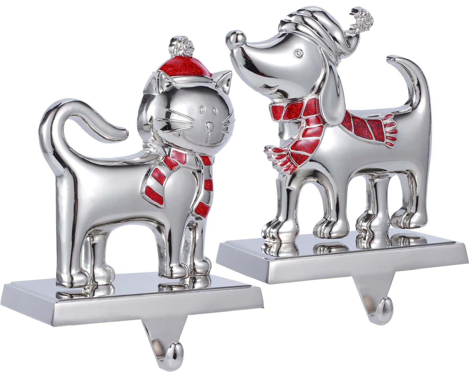 Amazon.com: Christmas Stocking Holders for Mantle Set of 2, Silver Dog ...