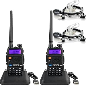 Retevis RT5R Walkie Talkie with Headset, Dual Band Long Range 2 Ham ...