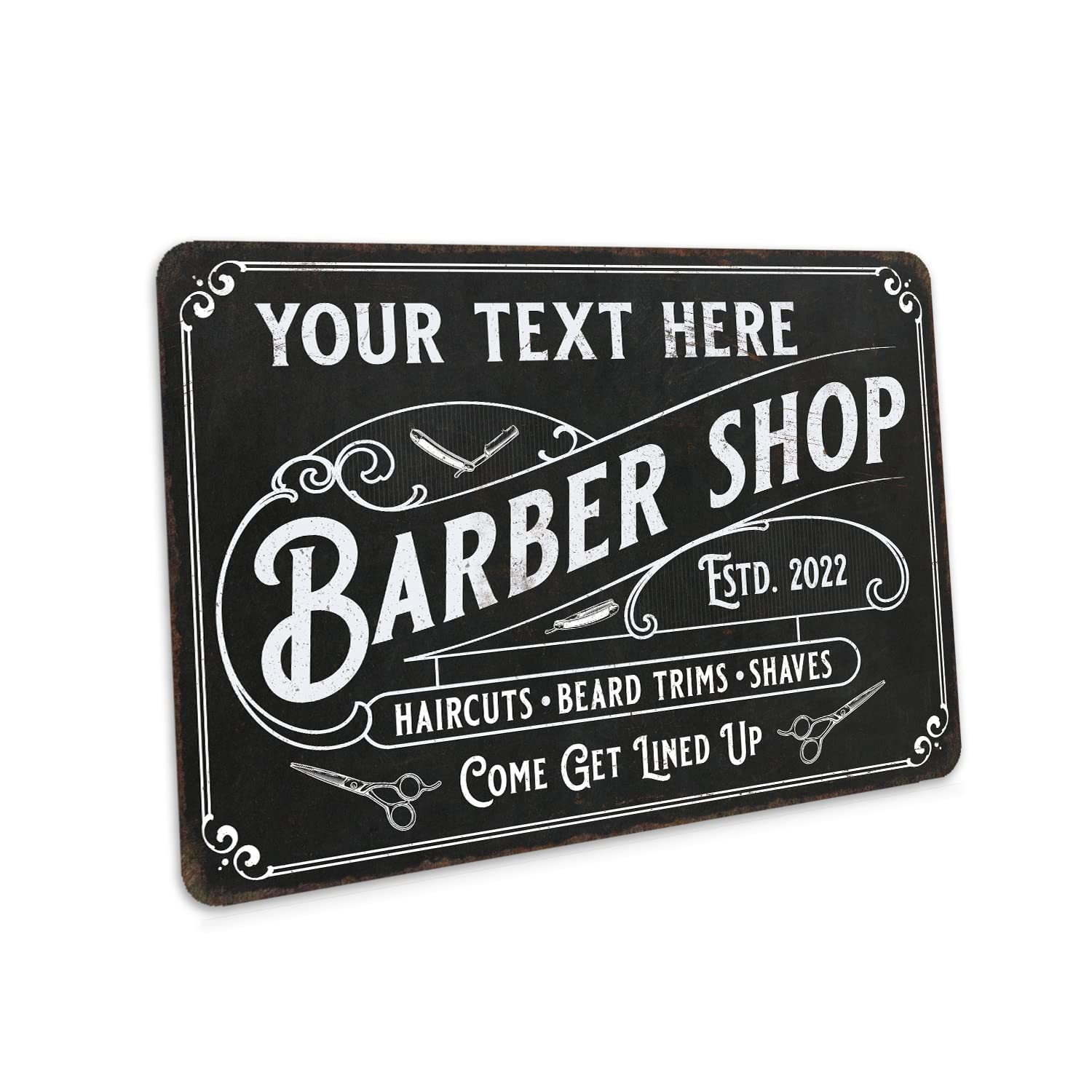 Amazon.com: Personalized Barber Shop Sign Salon Haircuts Custom Barber ...