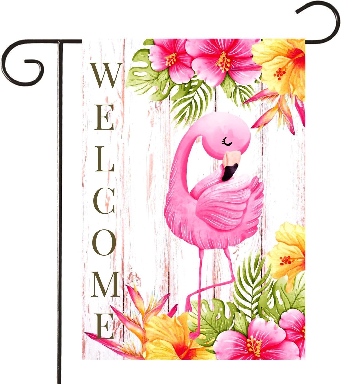 Amazon.com : Pink Flamingo Garden Flag 12x18 Double Sided, Flamingo ...