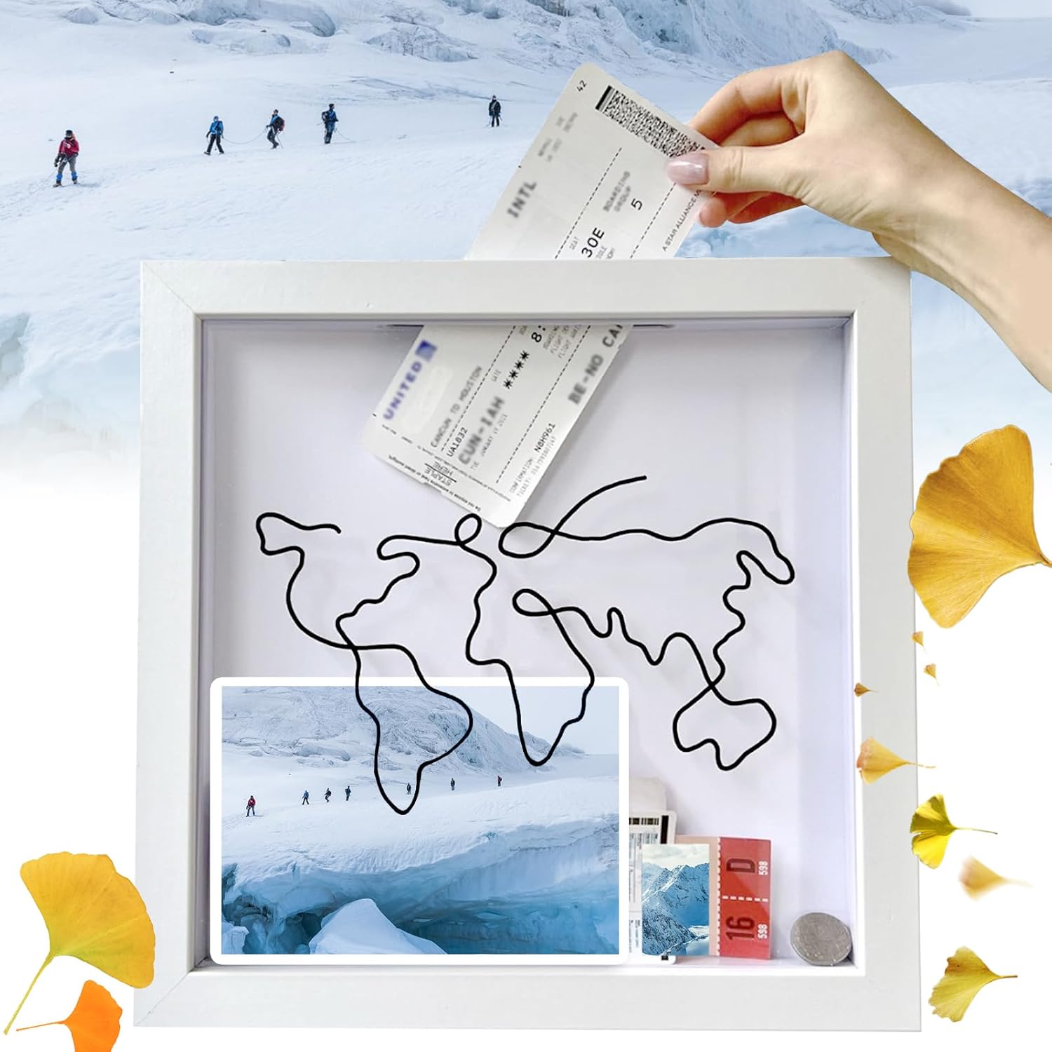 UAZEO Large Size 30 CM Adventure Archive Box Frames, White Travel ...