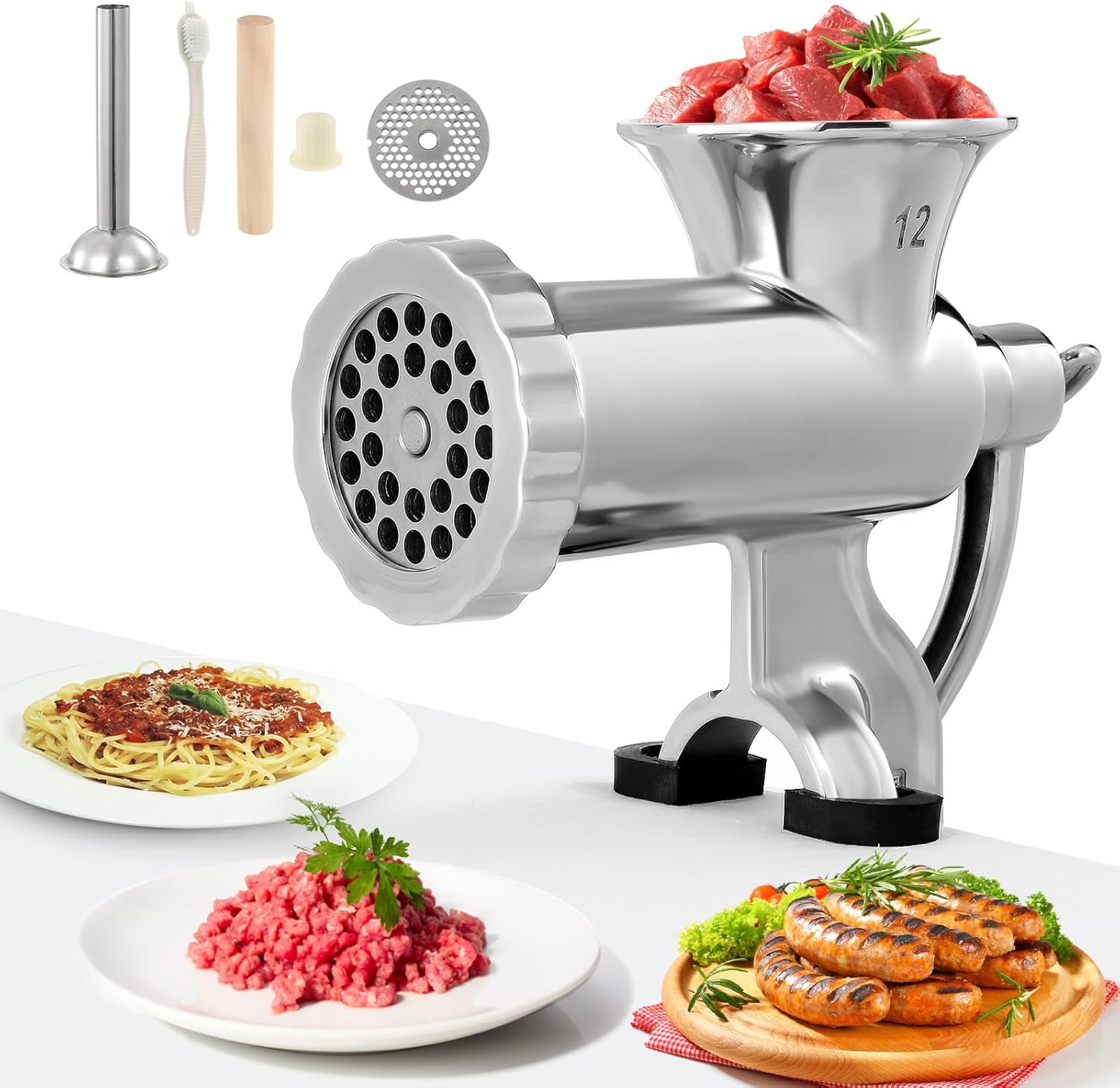 Amazon.com: Dyna-Living Manual Meat Grinder Stainless Steel Meat Mincer ...