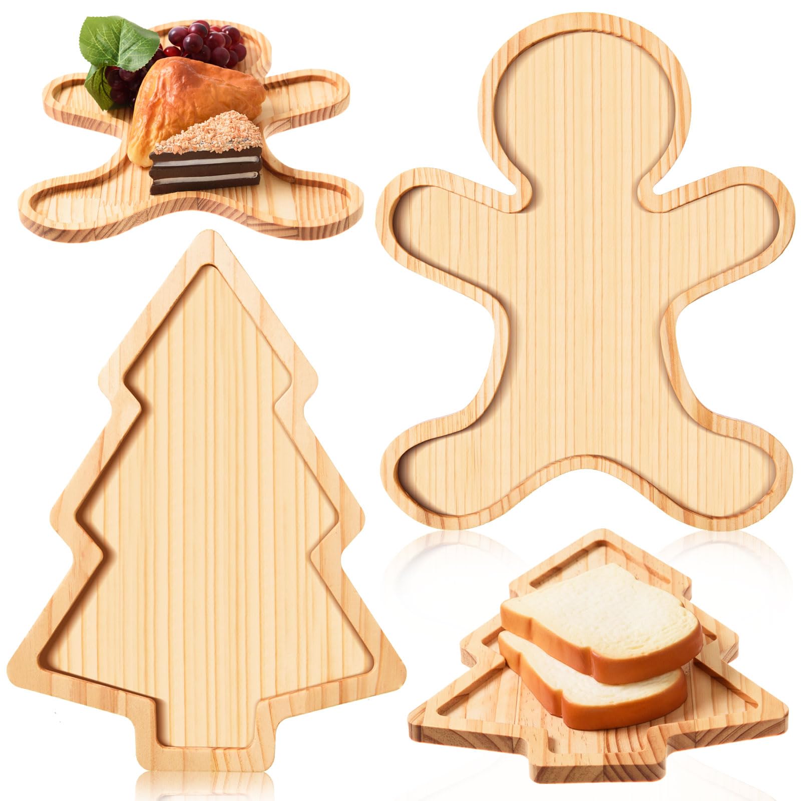 Amazon.com | FOBSME 2 Pcs Christmas Wooden Serving Platters Christmas ...