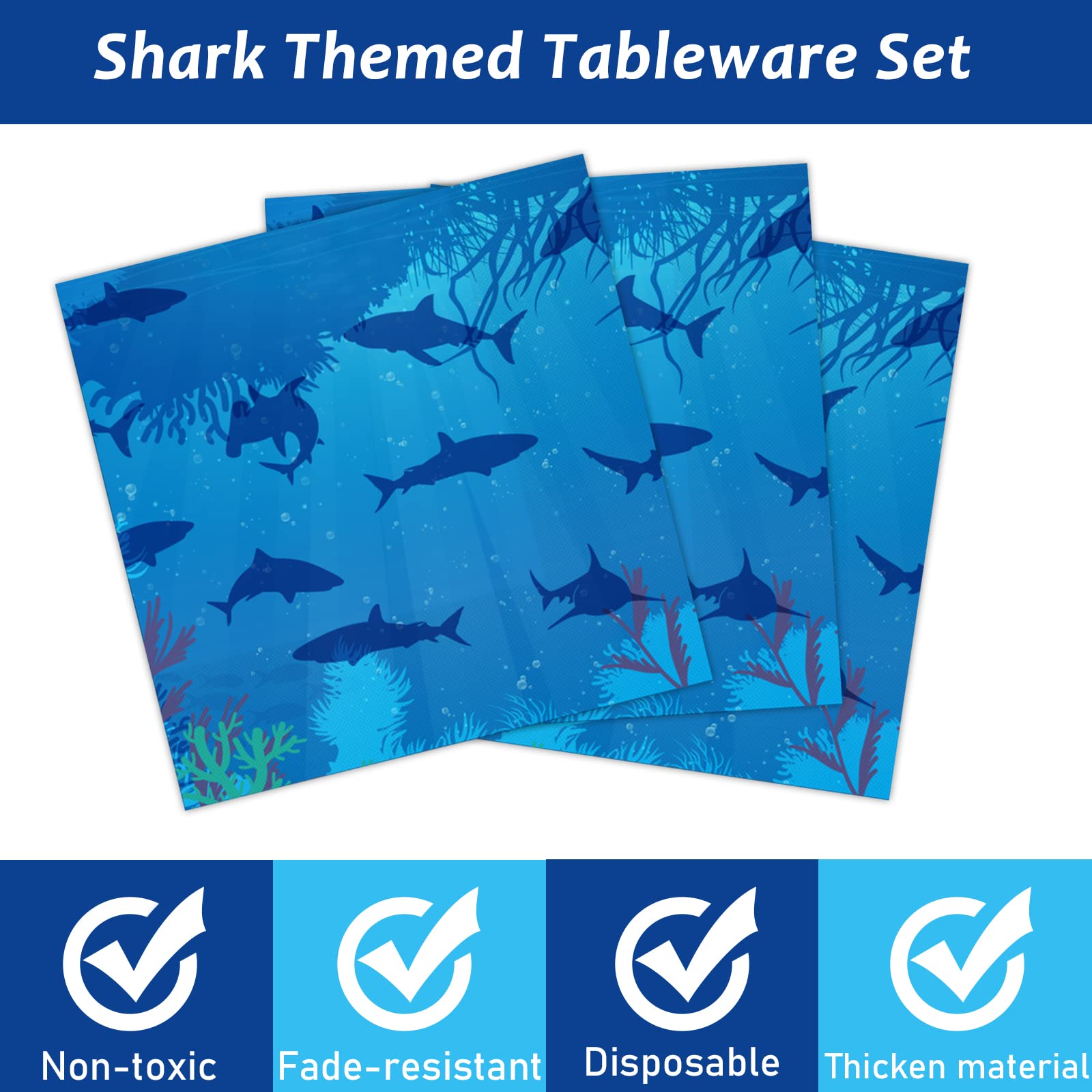 Snapklik.com : 24 Guests Shark Theme Party Decorations Under The Sea ...