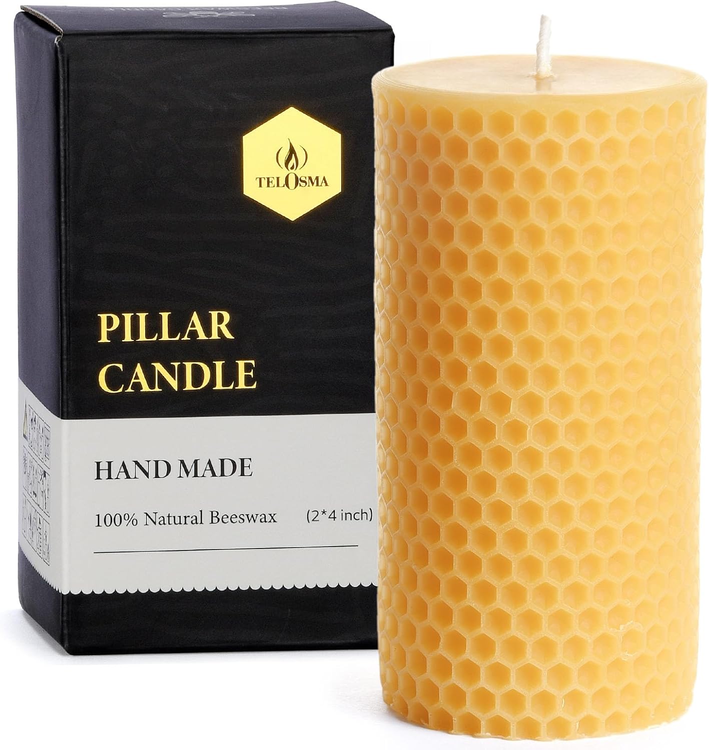 Amazon.com: Honeycomb Natural Beeswax Pillar Candles - 100% Pure Beeswax Candles No Scent- for ...
