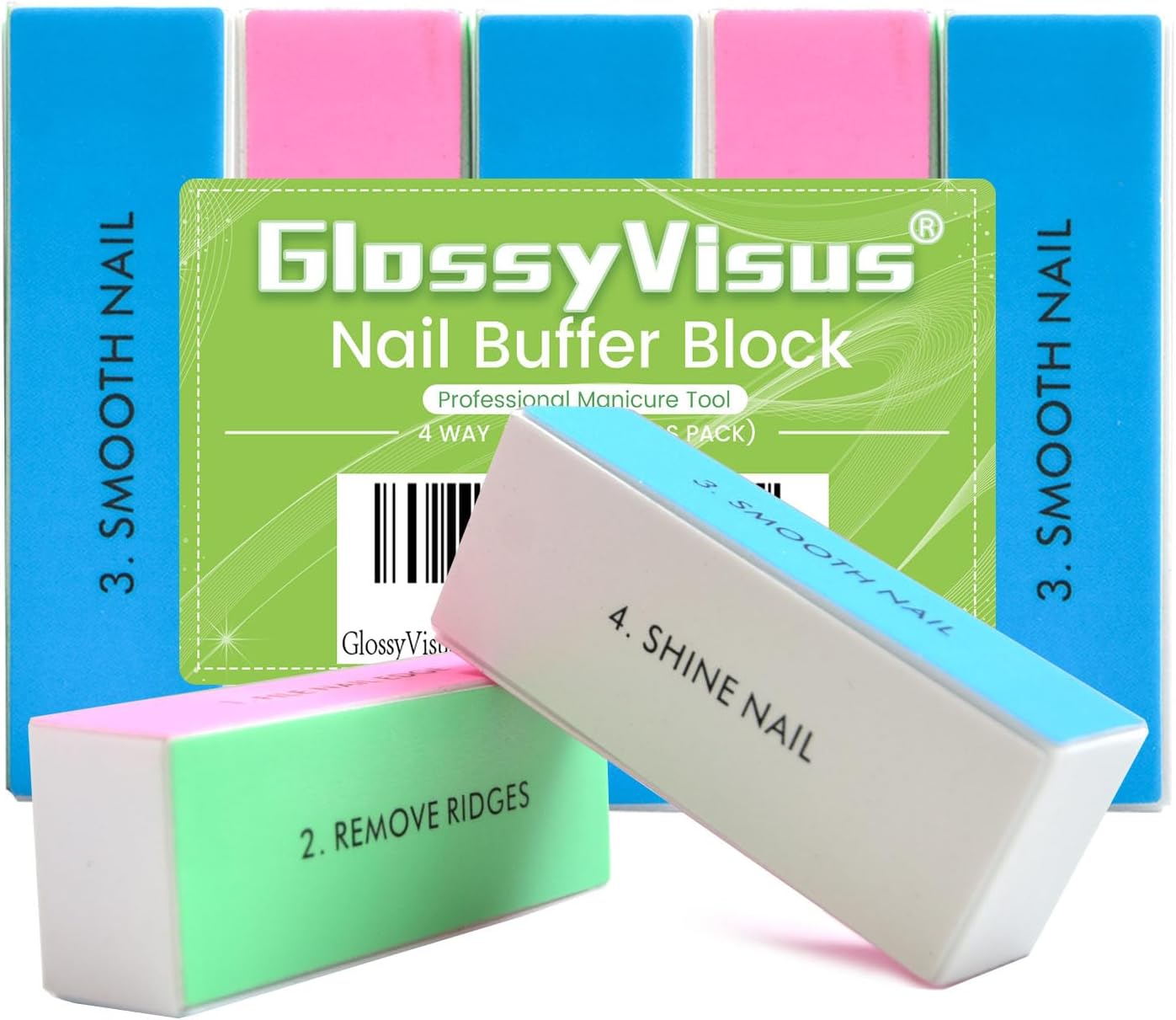 Amazon.com : GlossyVisus 4 Way Nail Buffer Blocks,4 in 1 Shine ...