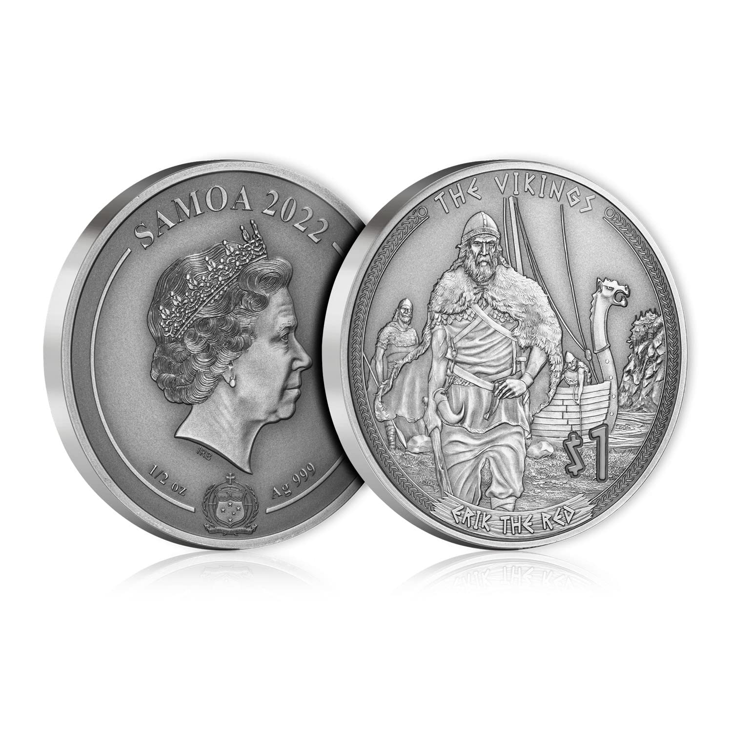 The Vikings Collection Limited Edition 0.5 oz Solid Silver Coin – Erik ...