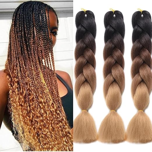 Meches Pour Tresses Africaine 3 Paquets 24 Pouces Braid Pré éTiré ...