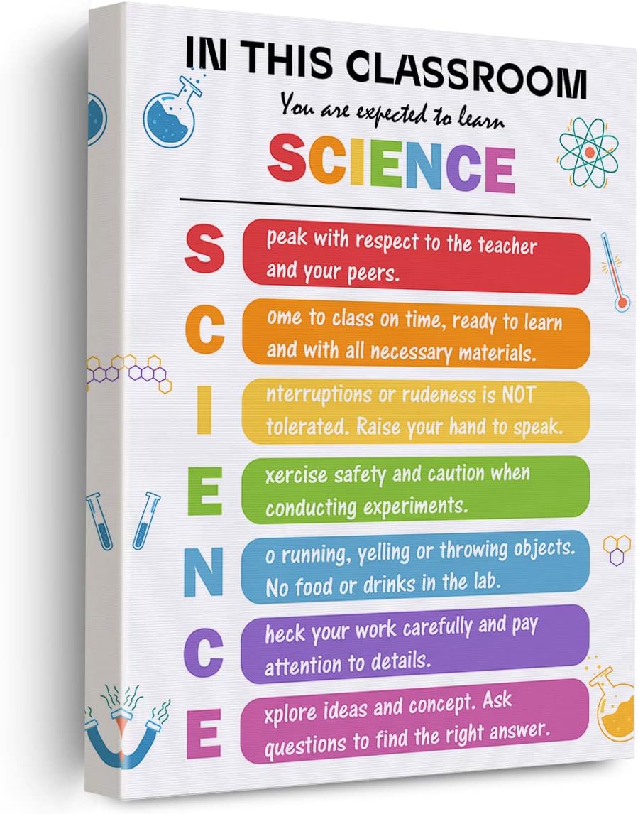 Amazon.com: EVXID Colourful Science Classroom Rules Canvas Poster ...
