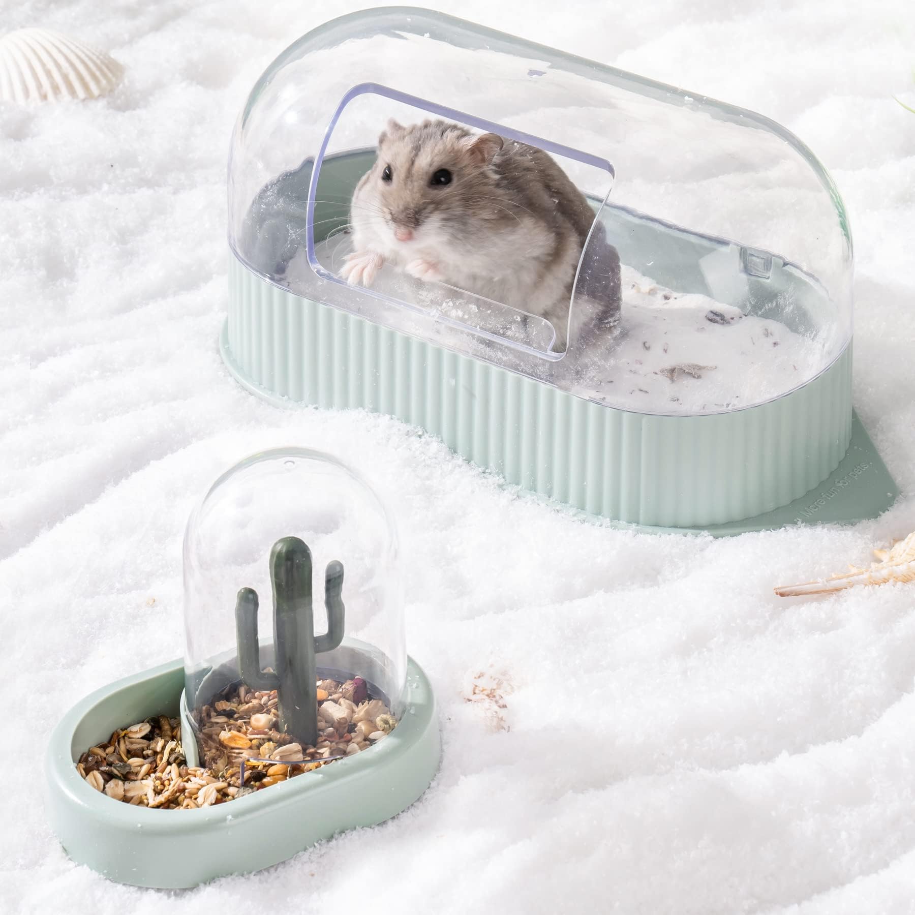 Amazon.com : MEWOOFUN Hamster Sand Bath Container & Hamster Bowl Set ...