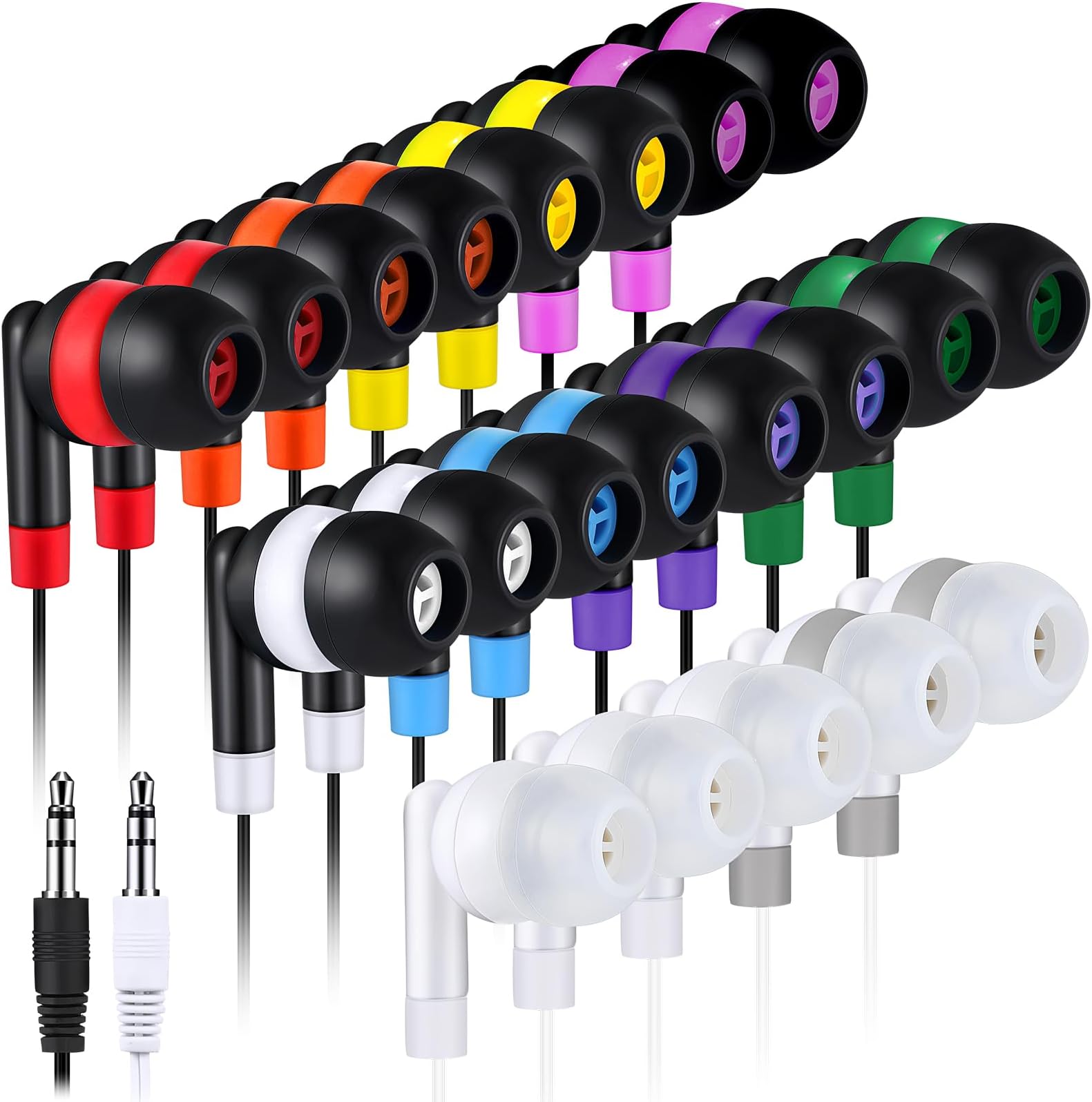 Amazon.com: Xinnun 50 Pack Bulk Earbud Headphones with Mic Student in ...