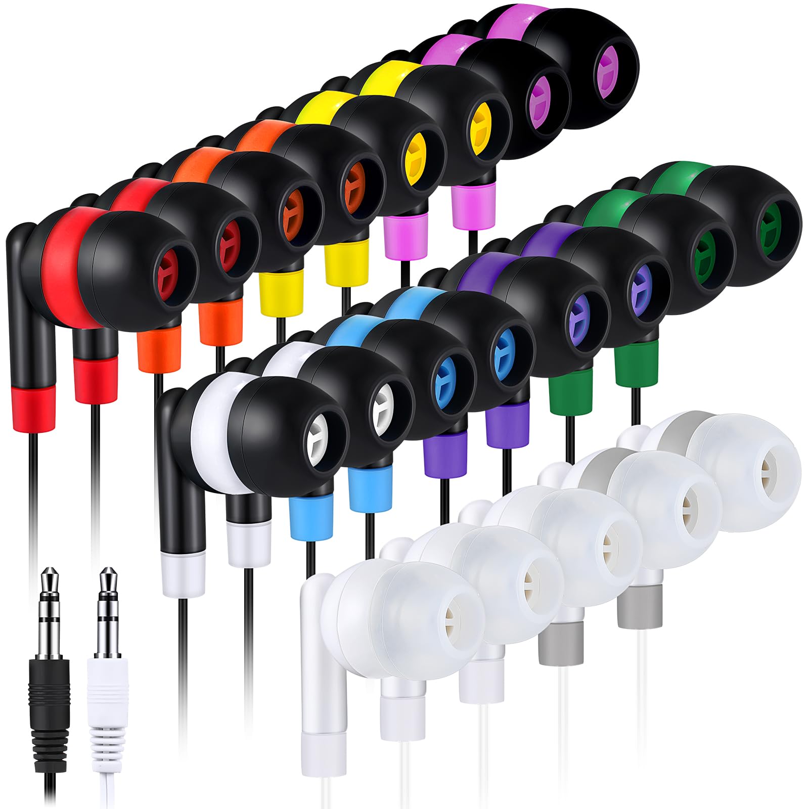 Amazon.com: Kanayu 100 Pcs Wired Earbuds Bulk for Classroom Basic Ear ...