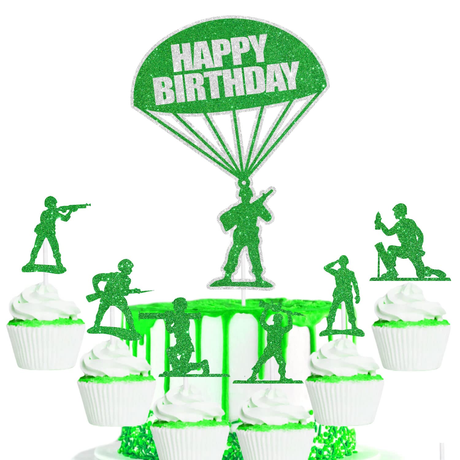 Amazon.com: Military Army Cake Topper Army Fan Happy Birthday Shooting ...