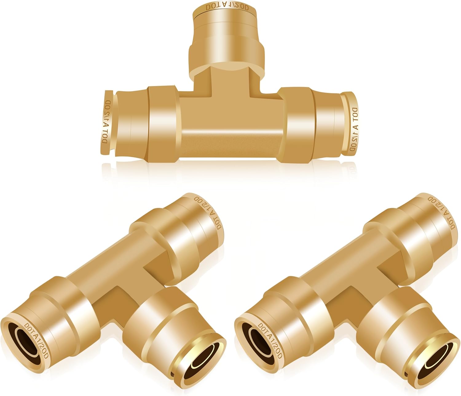 Amazon.com: Daptemn 1/2" DOT Air Line Fittings, 3PCS Brass Air Brake ...