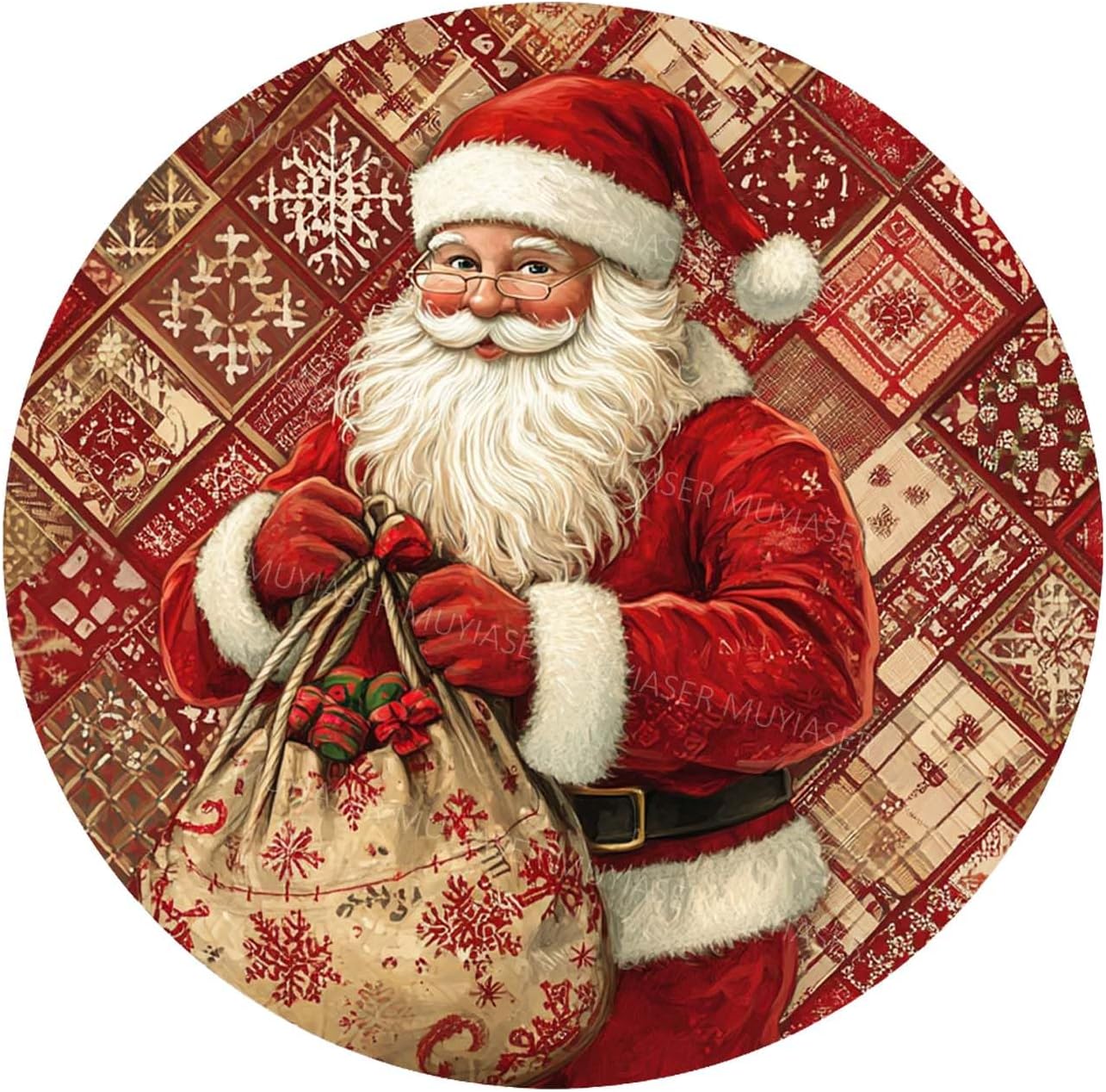 Amazon.com: MUYIASER Round Metal Sign Santa Christmas Vintage Signs ...