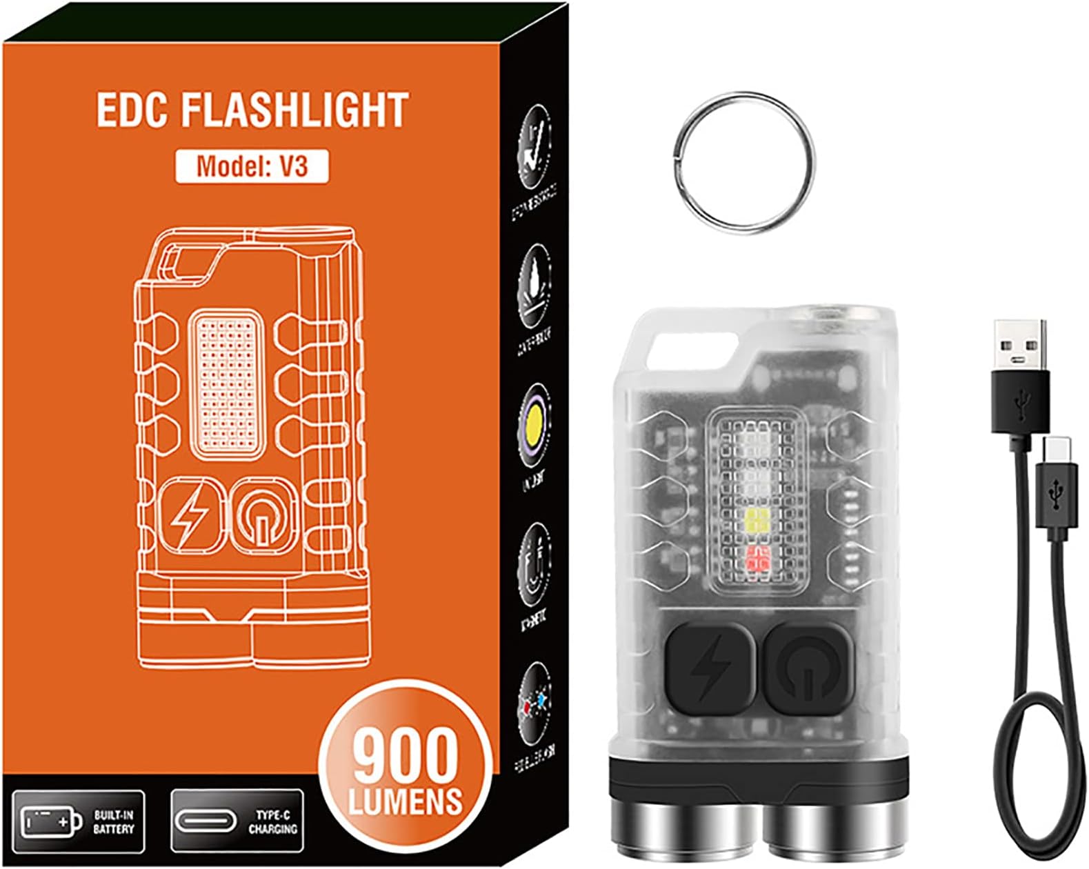 MAKINGTEC Mini LED Keychain Flashlight, Rechargeable Pocket Torch with ...