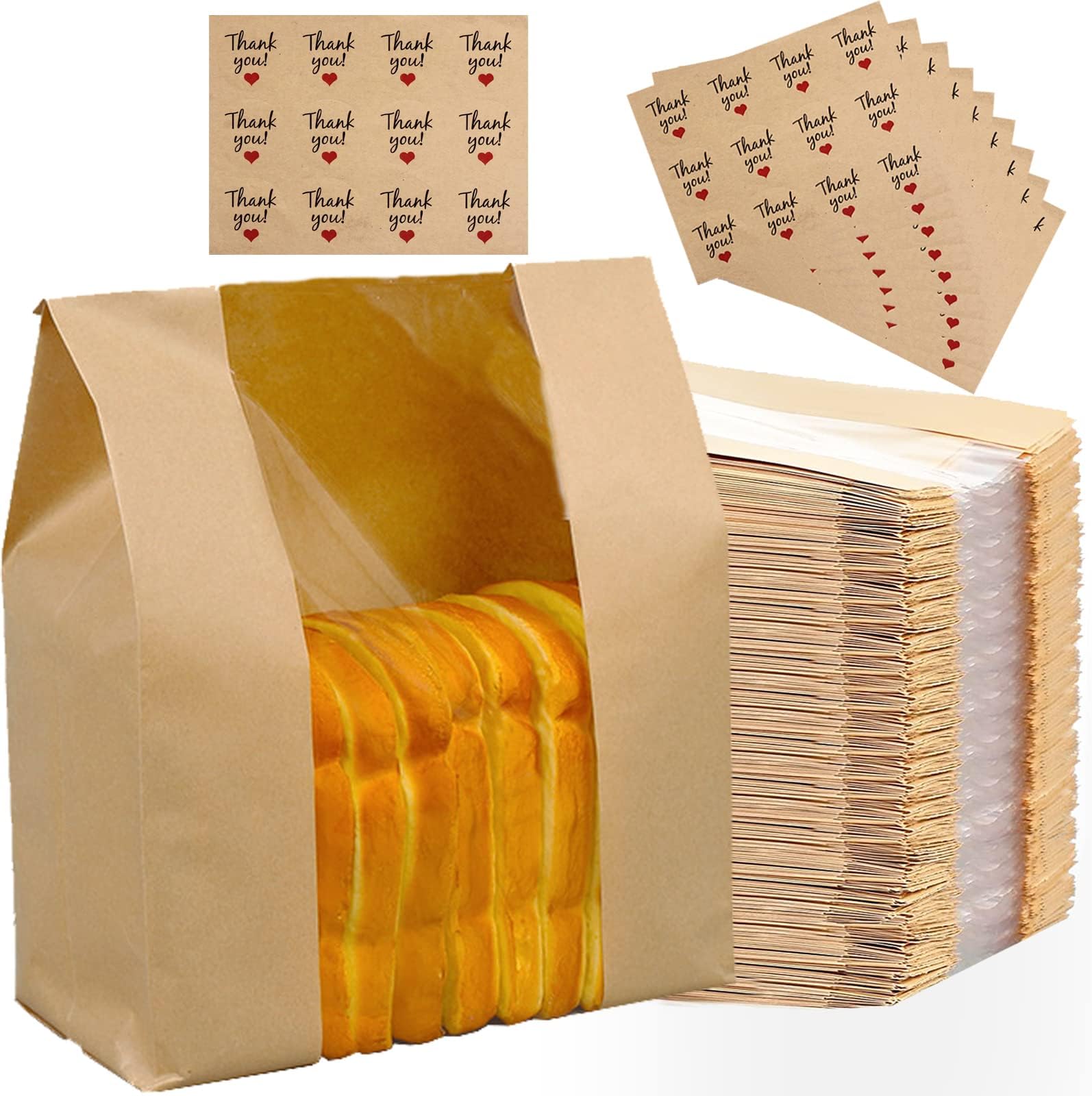 Amazon.com: GM HOME 25 PCS Toast Paper Bag Kraft Bread Bag with Front ...