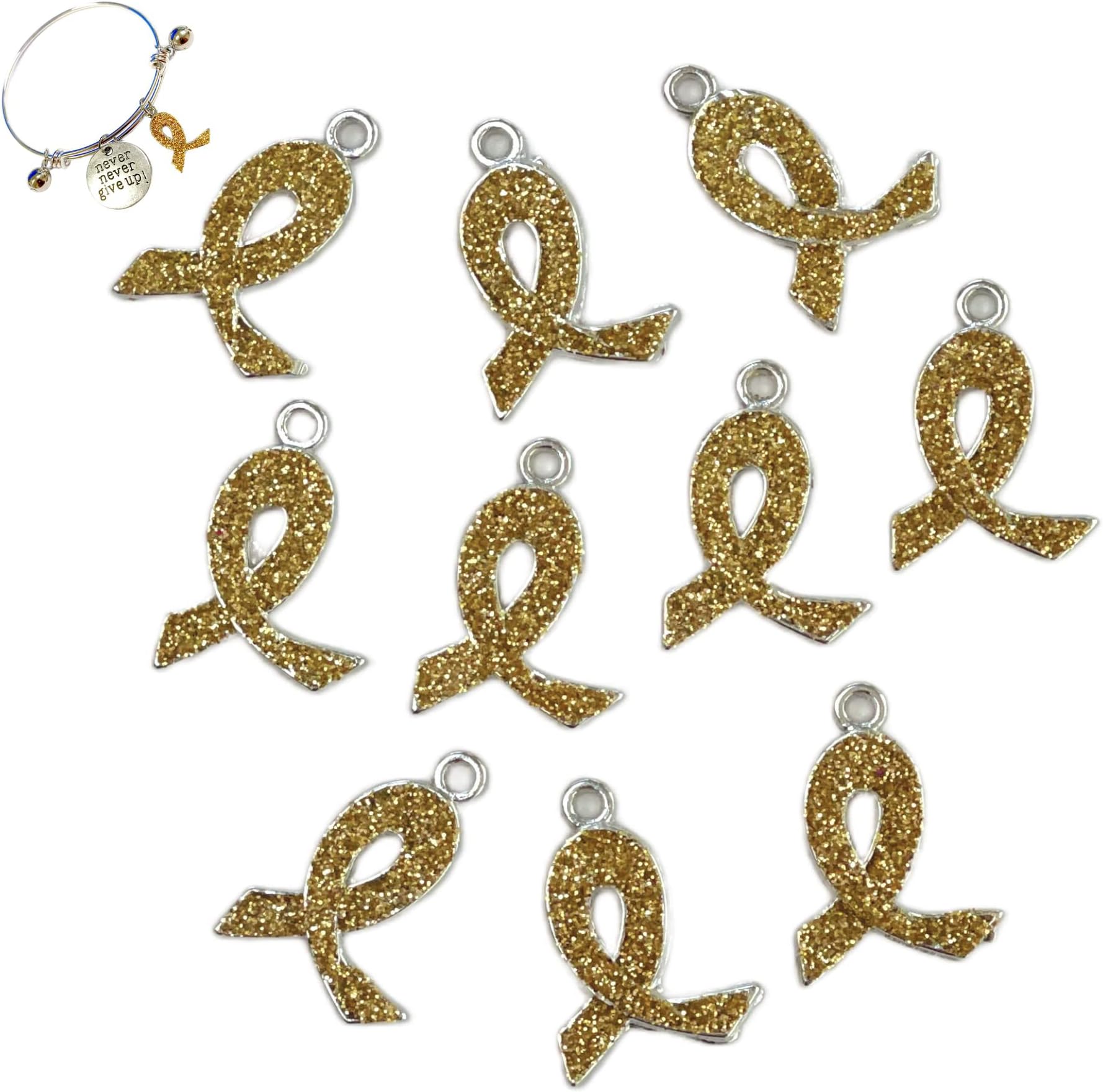 Amazon.com: DANUDON 50 Pieces Breast Cancer Charms for Jewelry Making ...