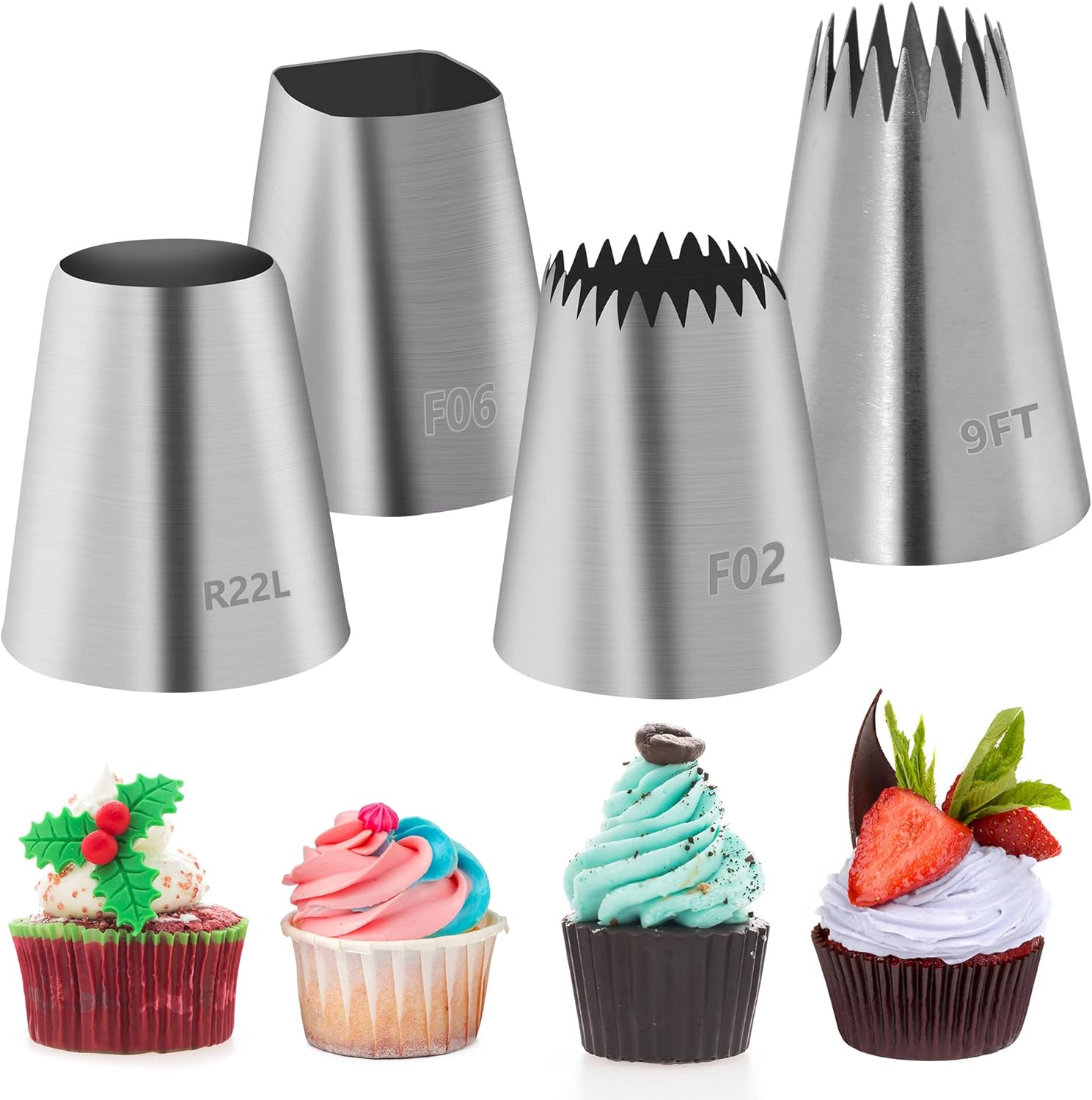 Amazon.com: EBLLPA 4Pcs Large Piping Tips Set, stainless Steel Nozzle ...