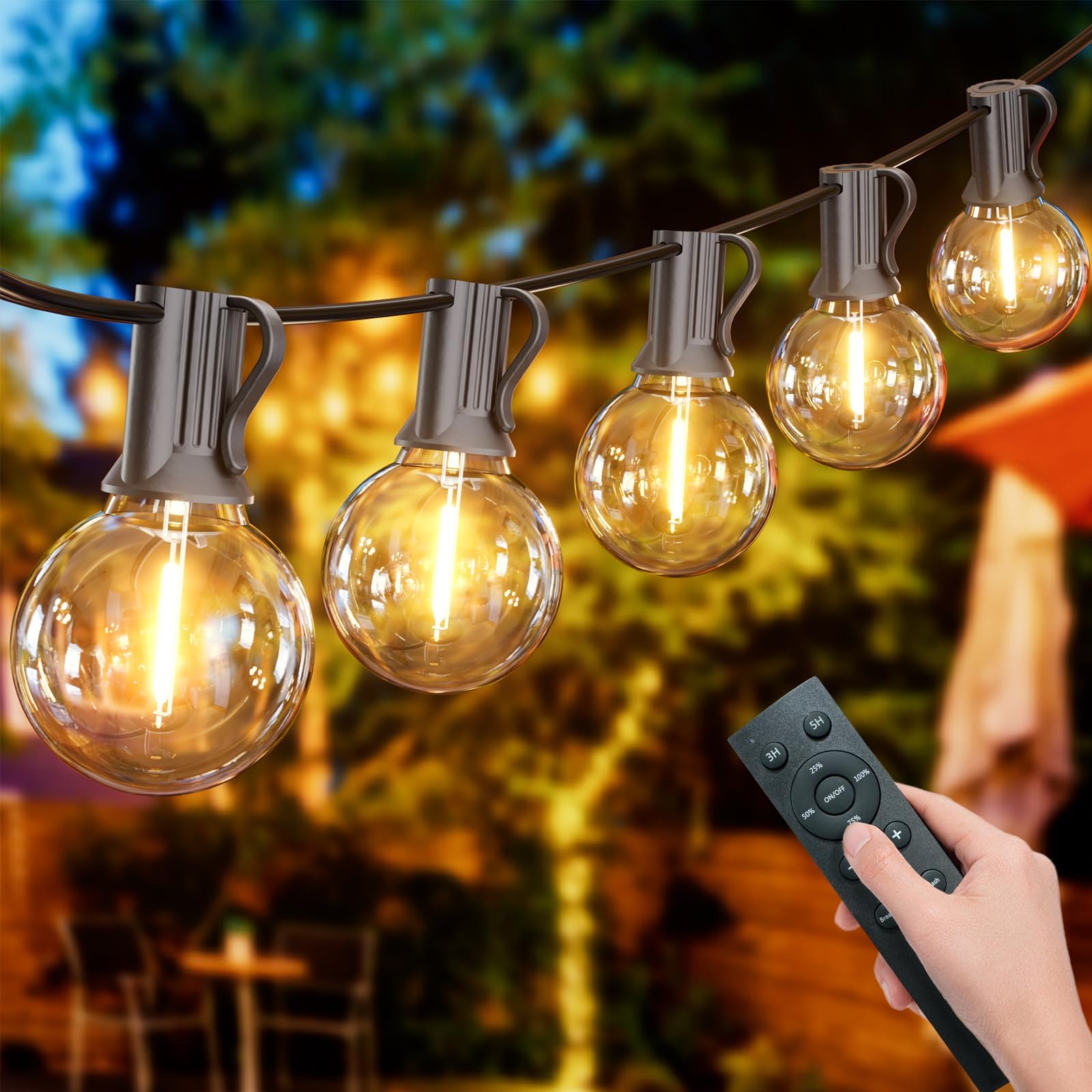 AVANLO LED Outdoor String Lights, 50FT Garden String Lights Mains ...